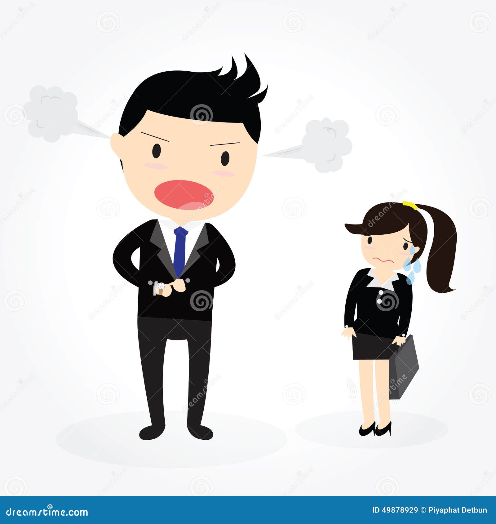 Employee Late At Work Landing Page Template. Company Director Scolding ...