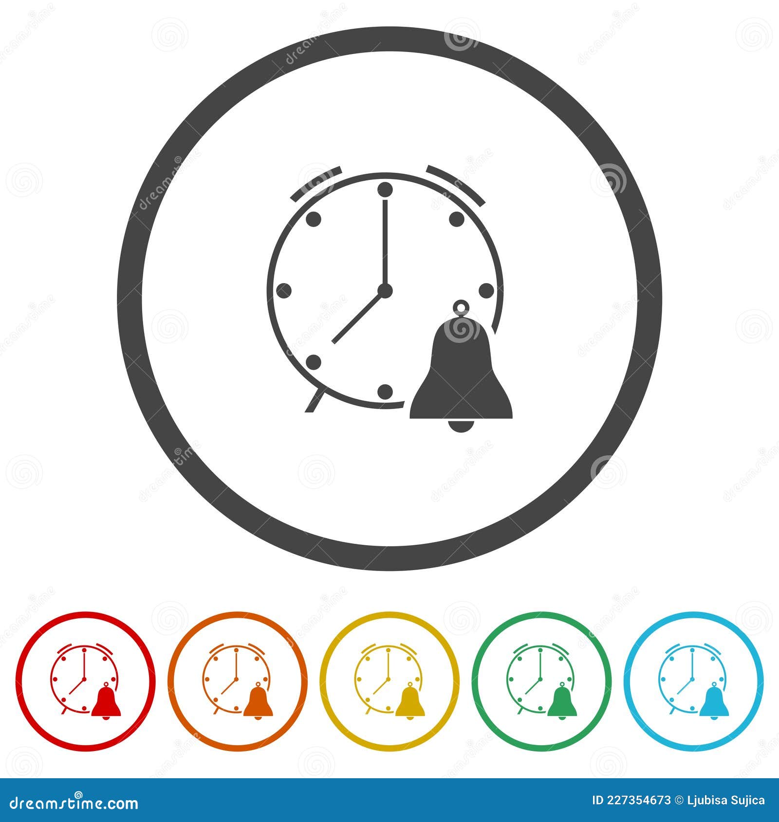 Late Work Notification Ring Icon Color Set Stock Vector - Illustration ...