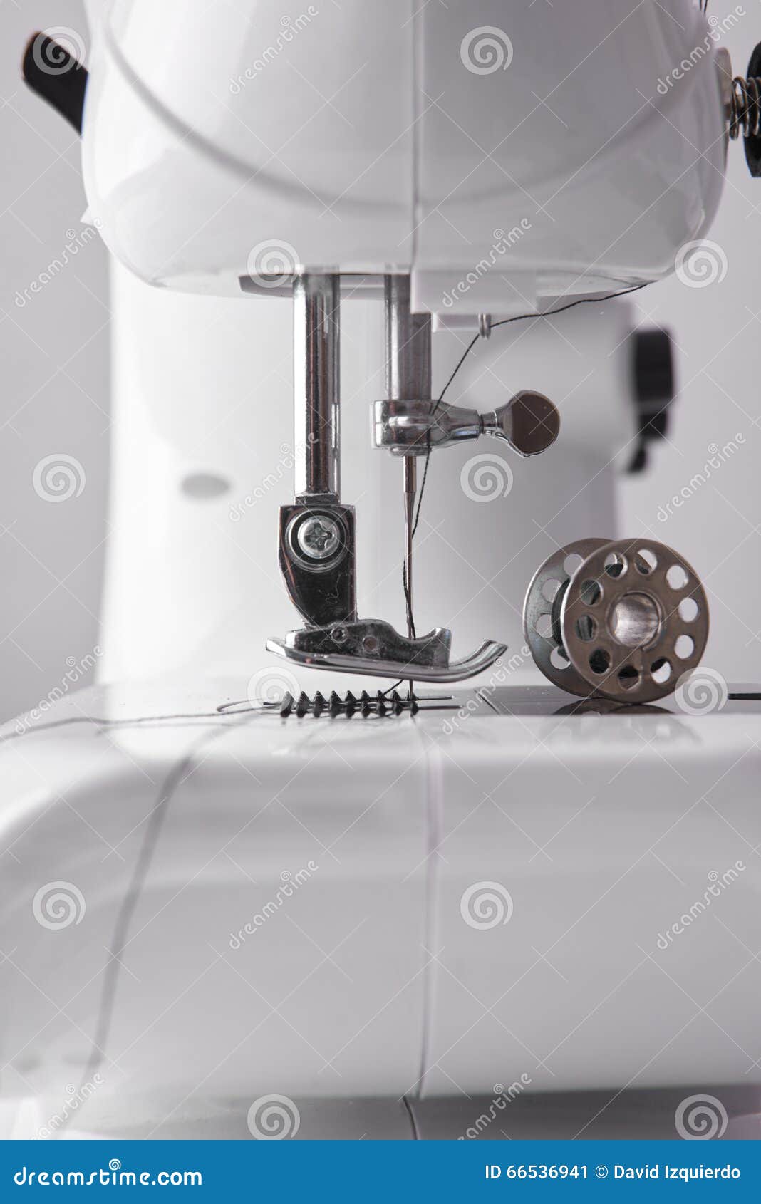 Lateral Detail Sewing Machine Needle and Thread Spool Stock Image ...