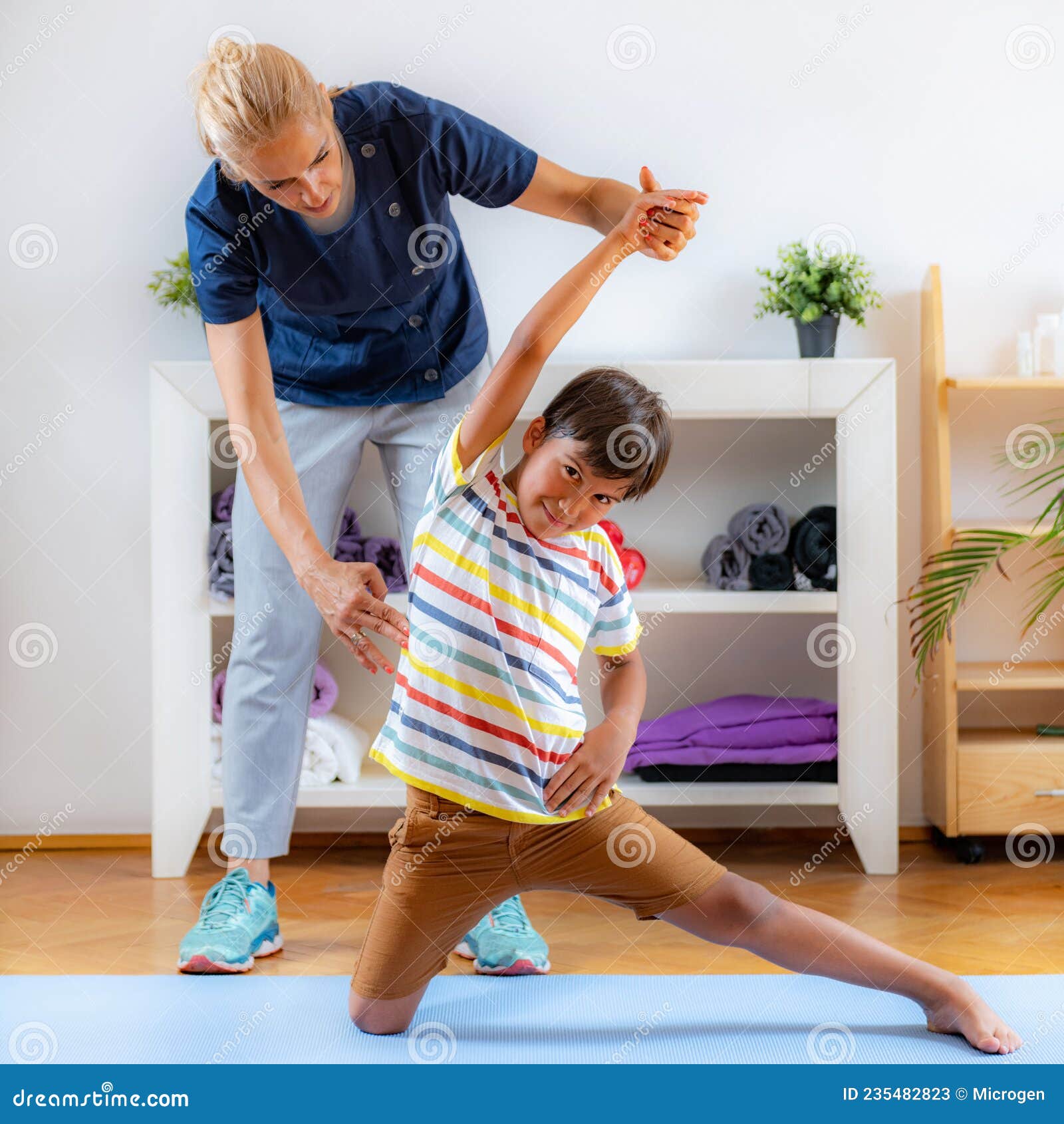 Lateral Flexion Exercise for Children Stock Image - Image of healthy ...