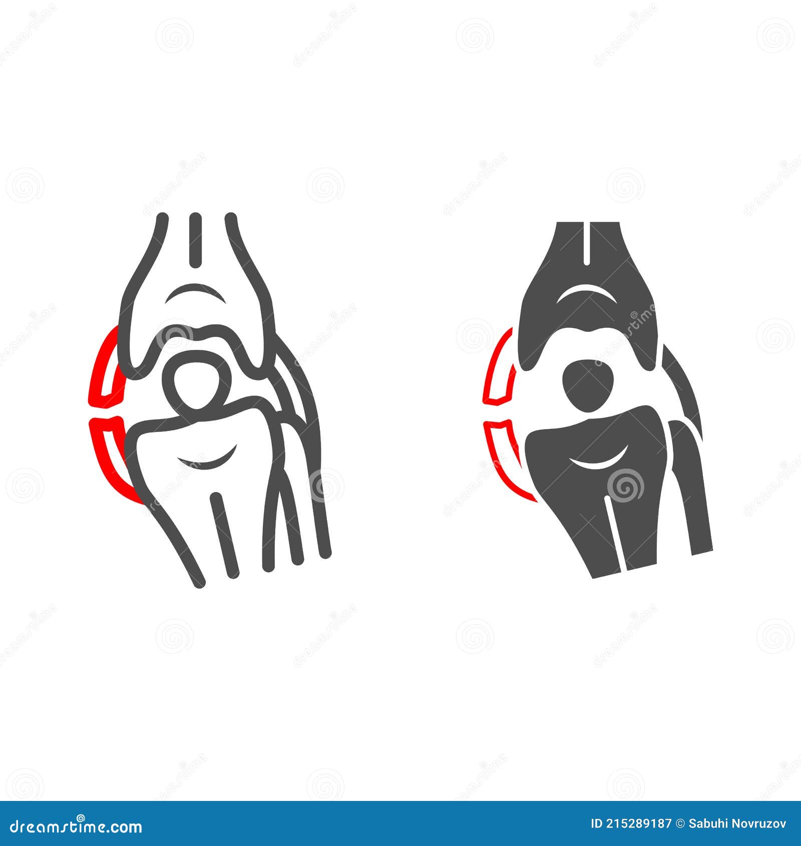 Lateral Knee Ligament Rupture Line and Solid Icon, Human Diseases ...