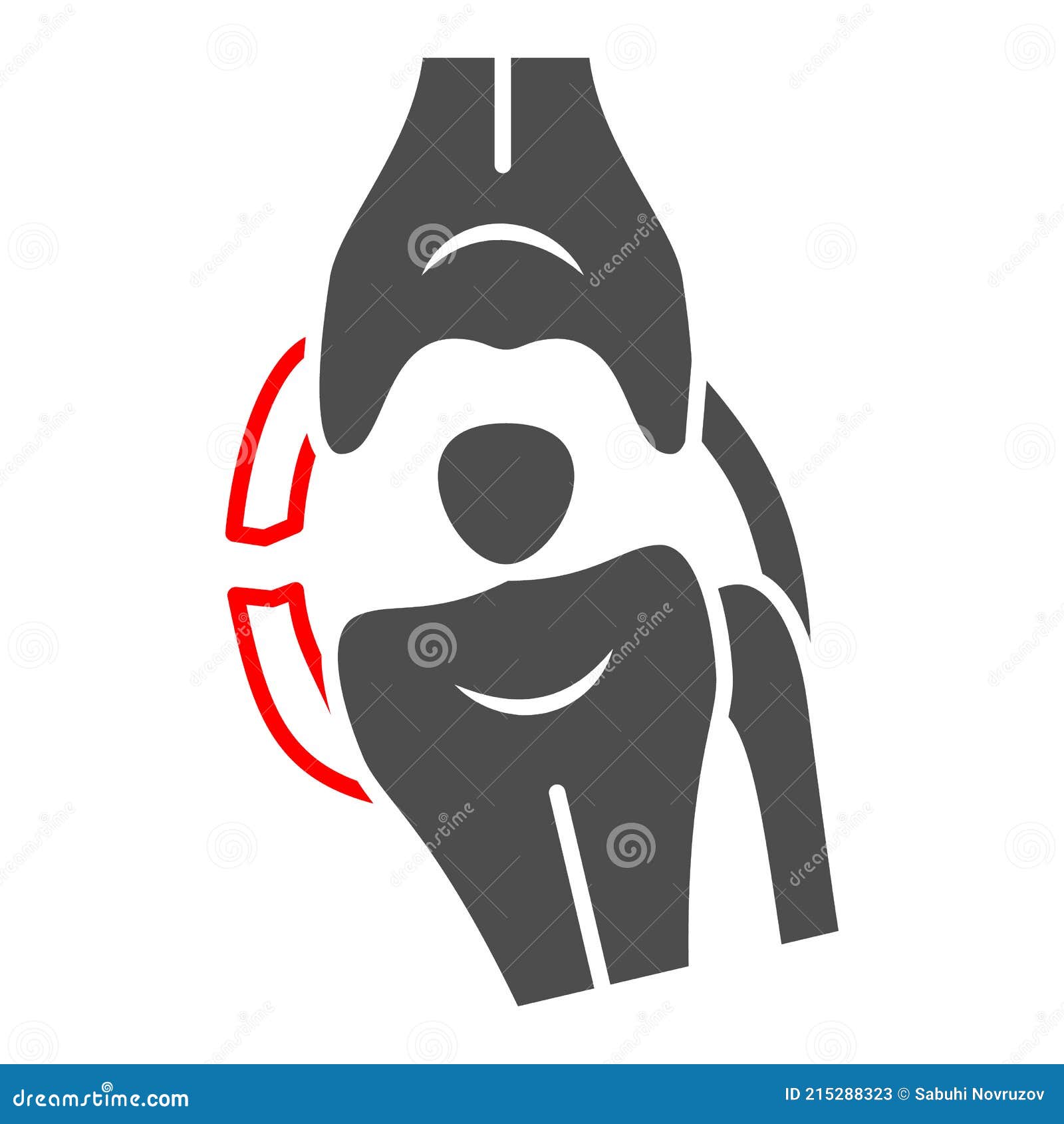 Lateral Knee Ligament Rupture Solid Icon, Human Diseases Concept, Knee ...