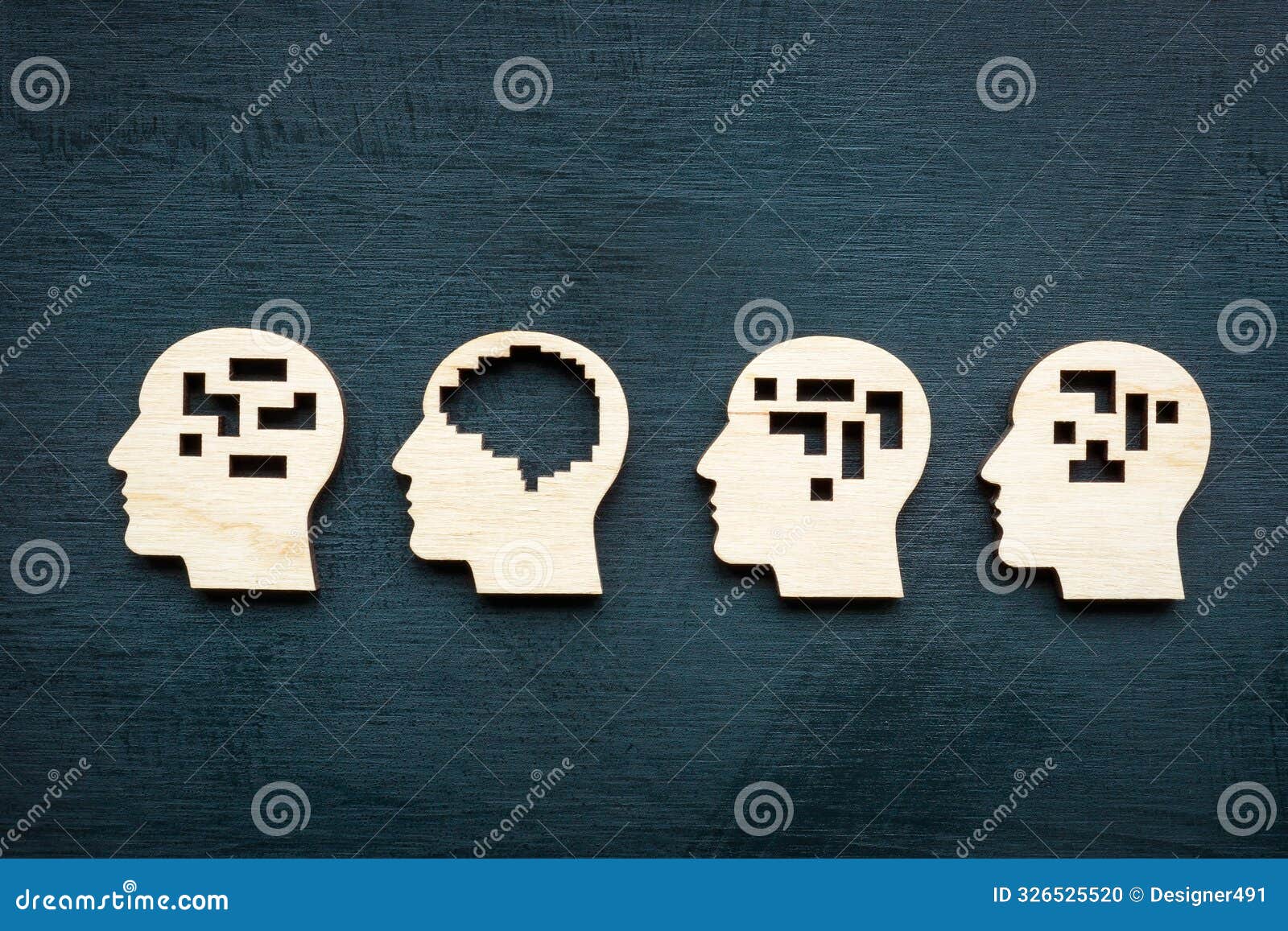 Lateral or Logical Thinking. Figures of Heads with a Brain. Stock Photo ...