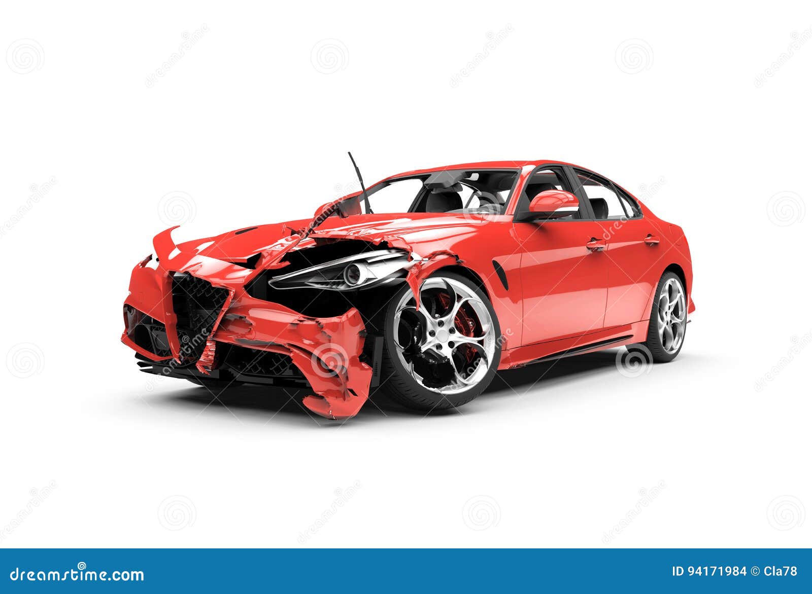 Smashed Car White Background