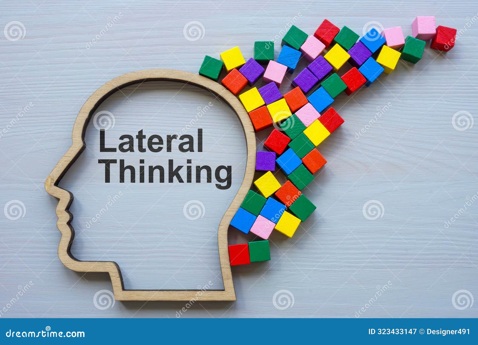 Lateral Thinking Concept. Head and Colored Cubes. Stock Image - Image ...