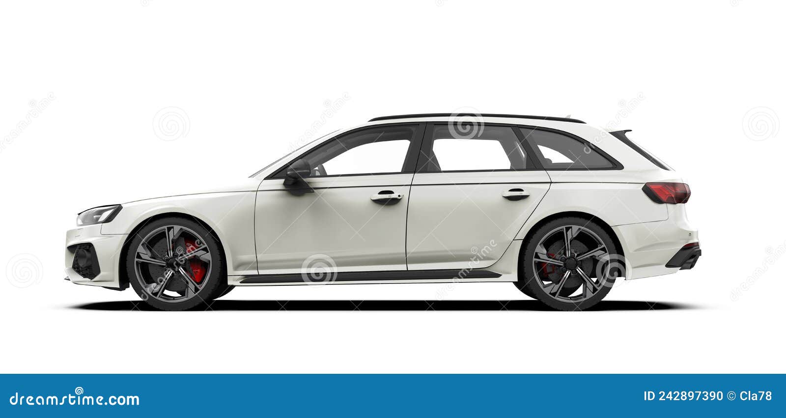 Lateral View of a White Car Isolated Stock Illustration - Illustration ...