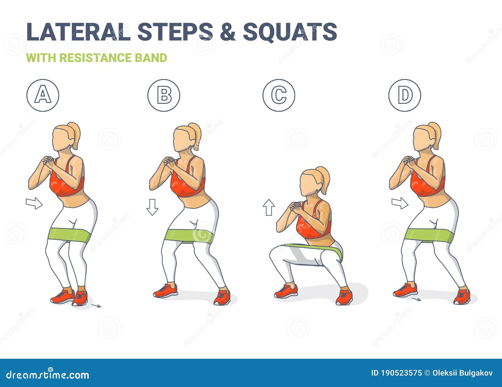 Lateral Walk and Squats with Resistance Band Girl Silhouettes. Side ... Lateral Walk and Squats with Resistance Band Girl Silhouettes. Side ...