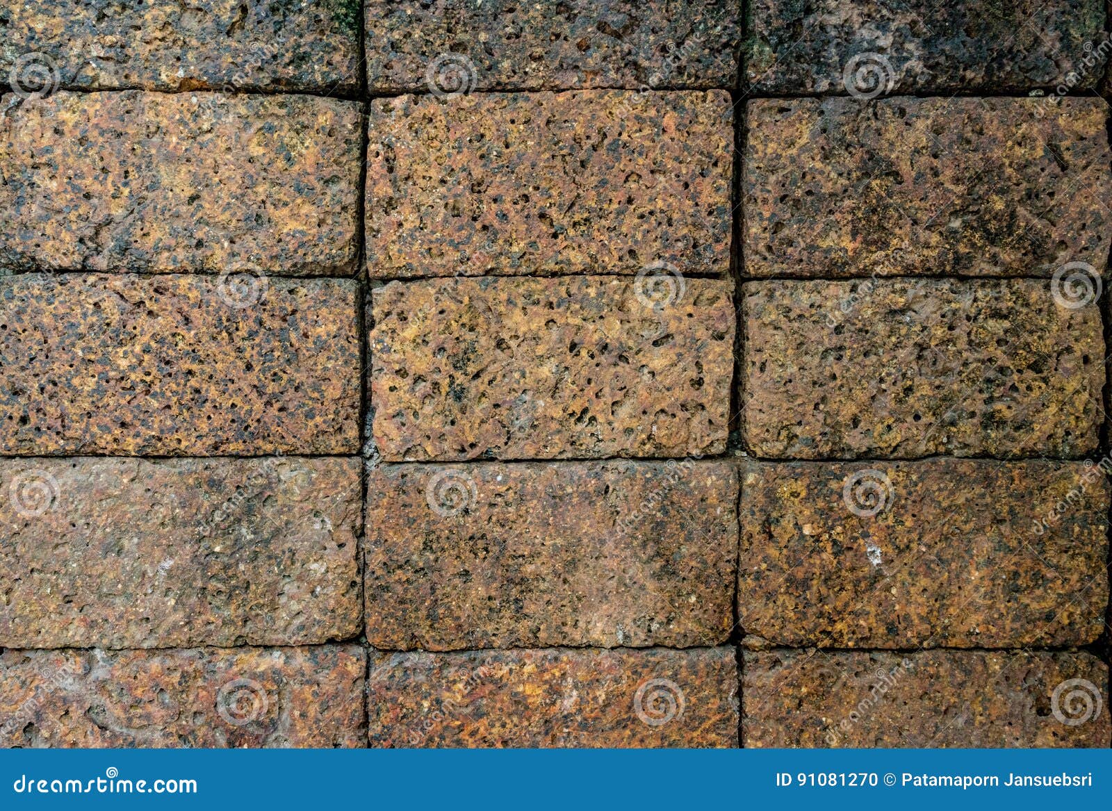 Laterite block wall stock photo. Image of cement, closeup - 91081270