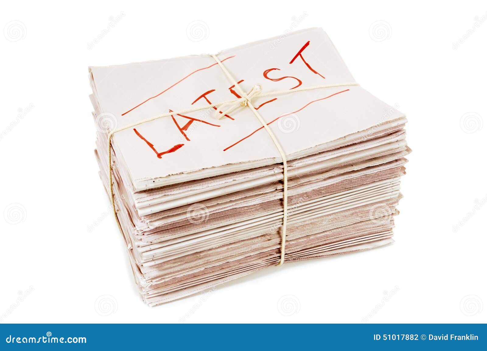Latest Edition Newspapers Headline Stack Tied with String Isolated on ...