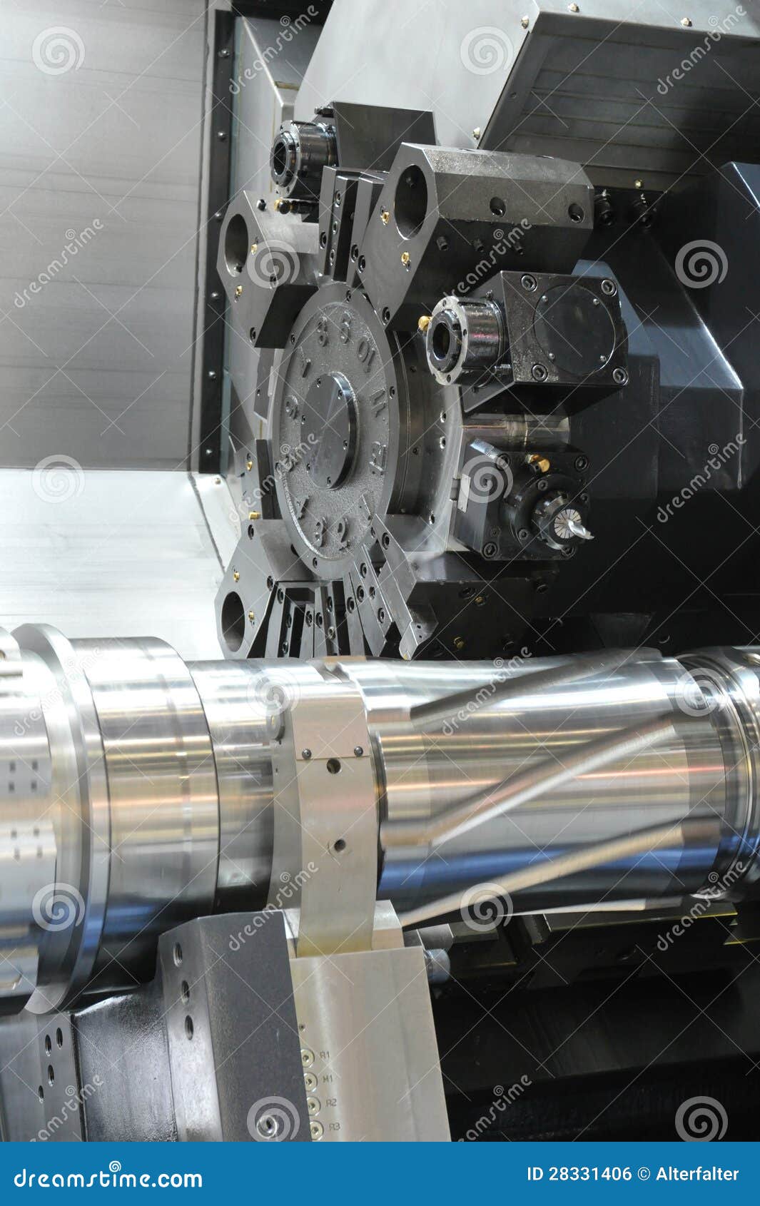Lathe stock photo. Image of turning, silver, technology - 28331406