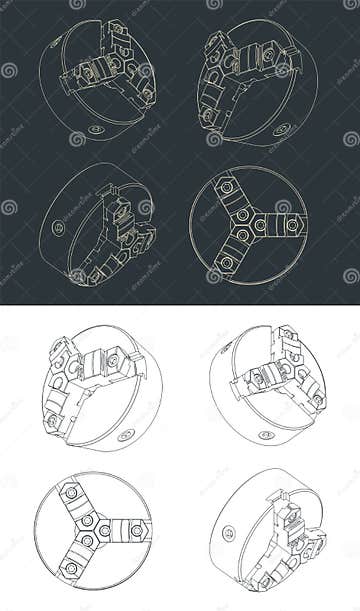 Lathe Chuck Drawings stock vector. Illustration of chuck - 194291410