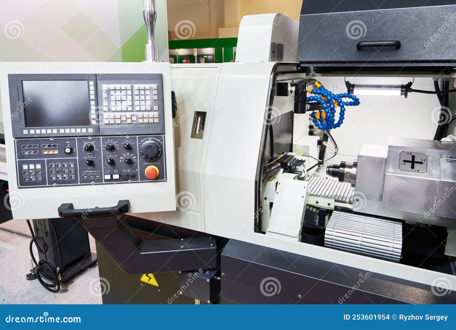 Lathe CNC automatic stock photo. Image of factory, digital - 253601954