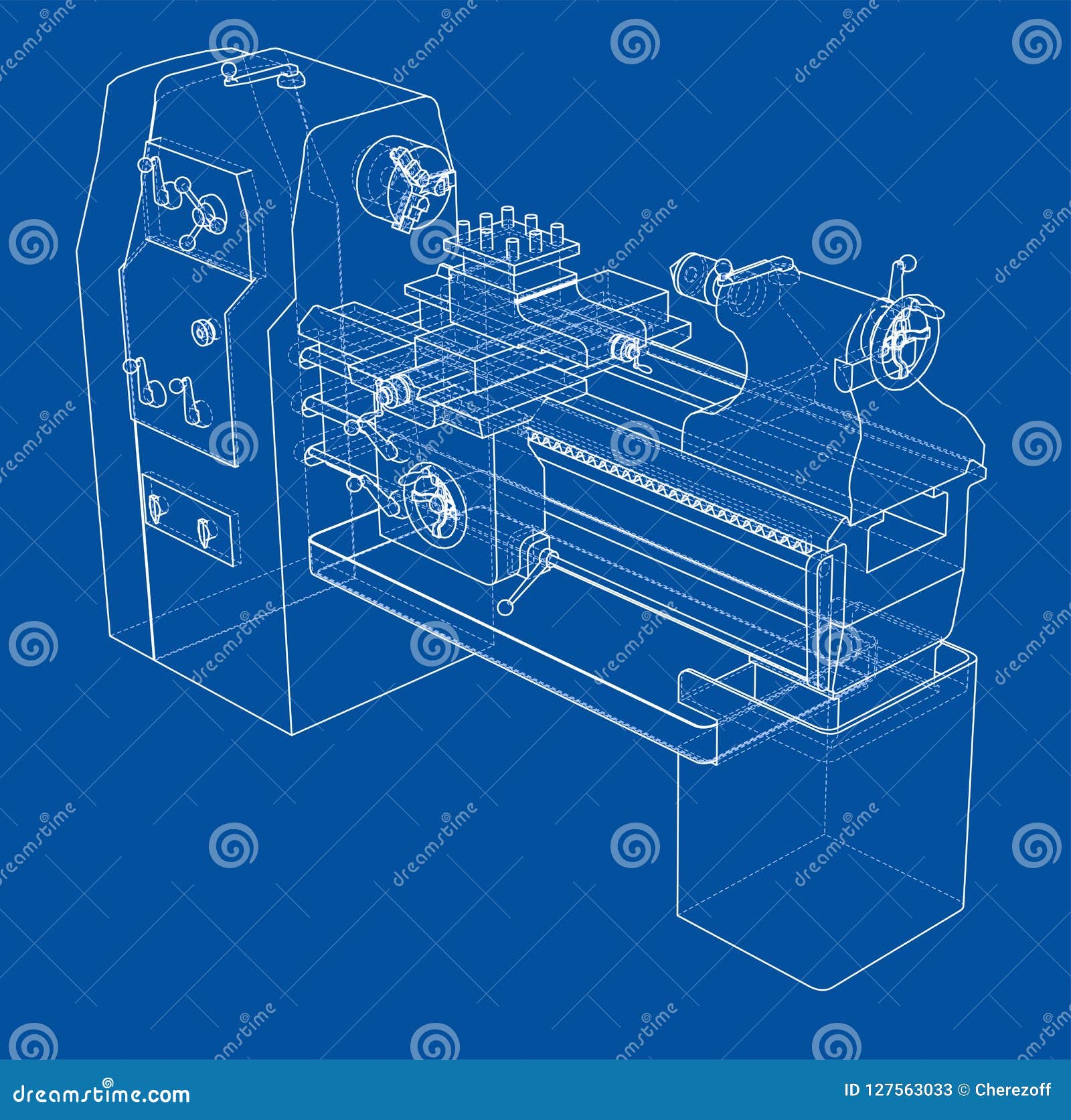 Lathe Concept. Vector Rendering of 3d Stock Vector - Illustration of ...