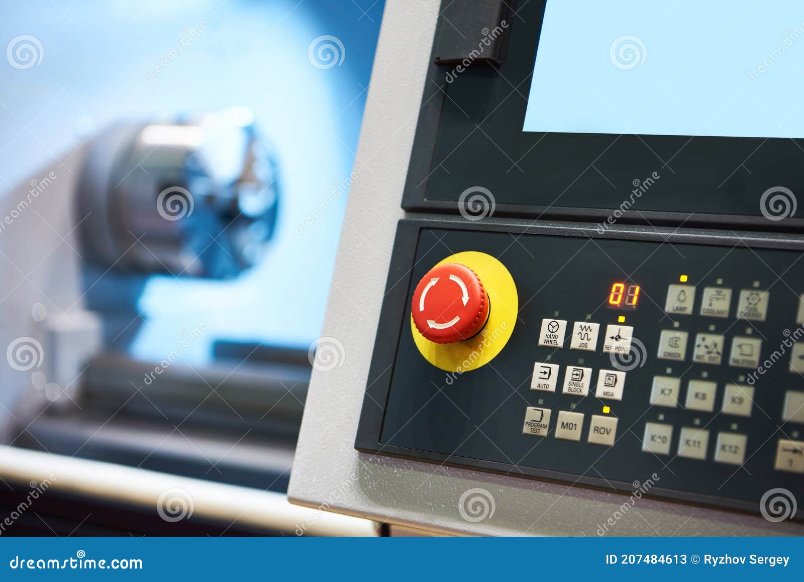 Lathe Control Panel with CNC Stock Image - Image of industrial ...