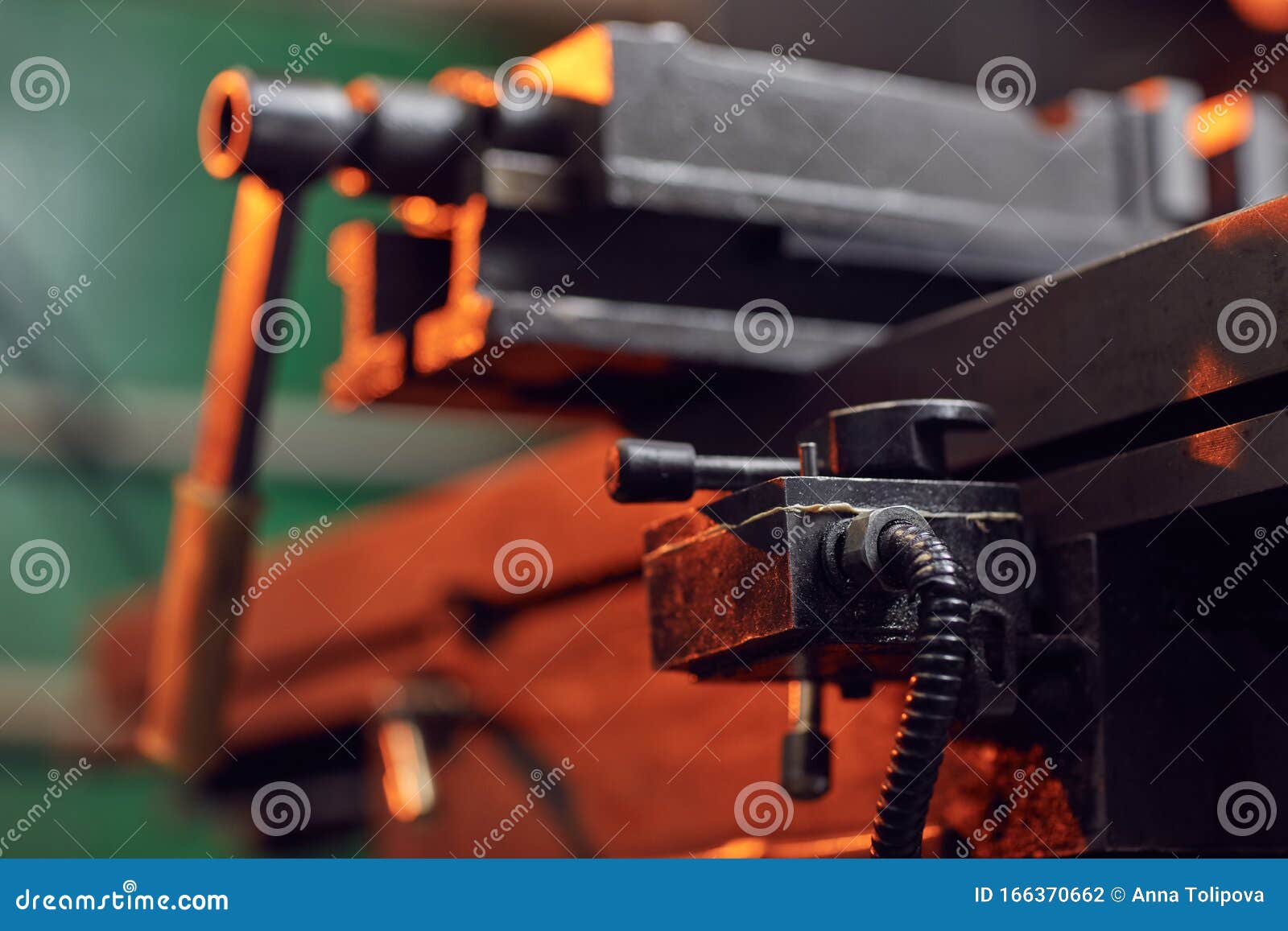 Lathe in the factory stock photo. Image of cutting, craft - 166370662