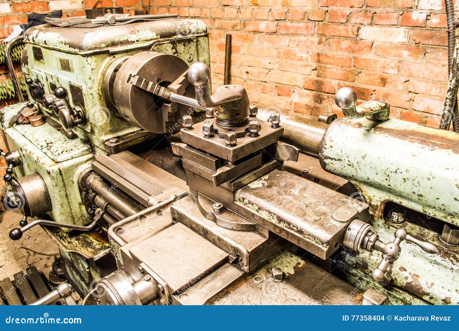 Lathe in factory stock photo. Image of machine, manufacturing - 77358404