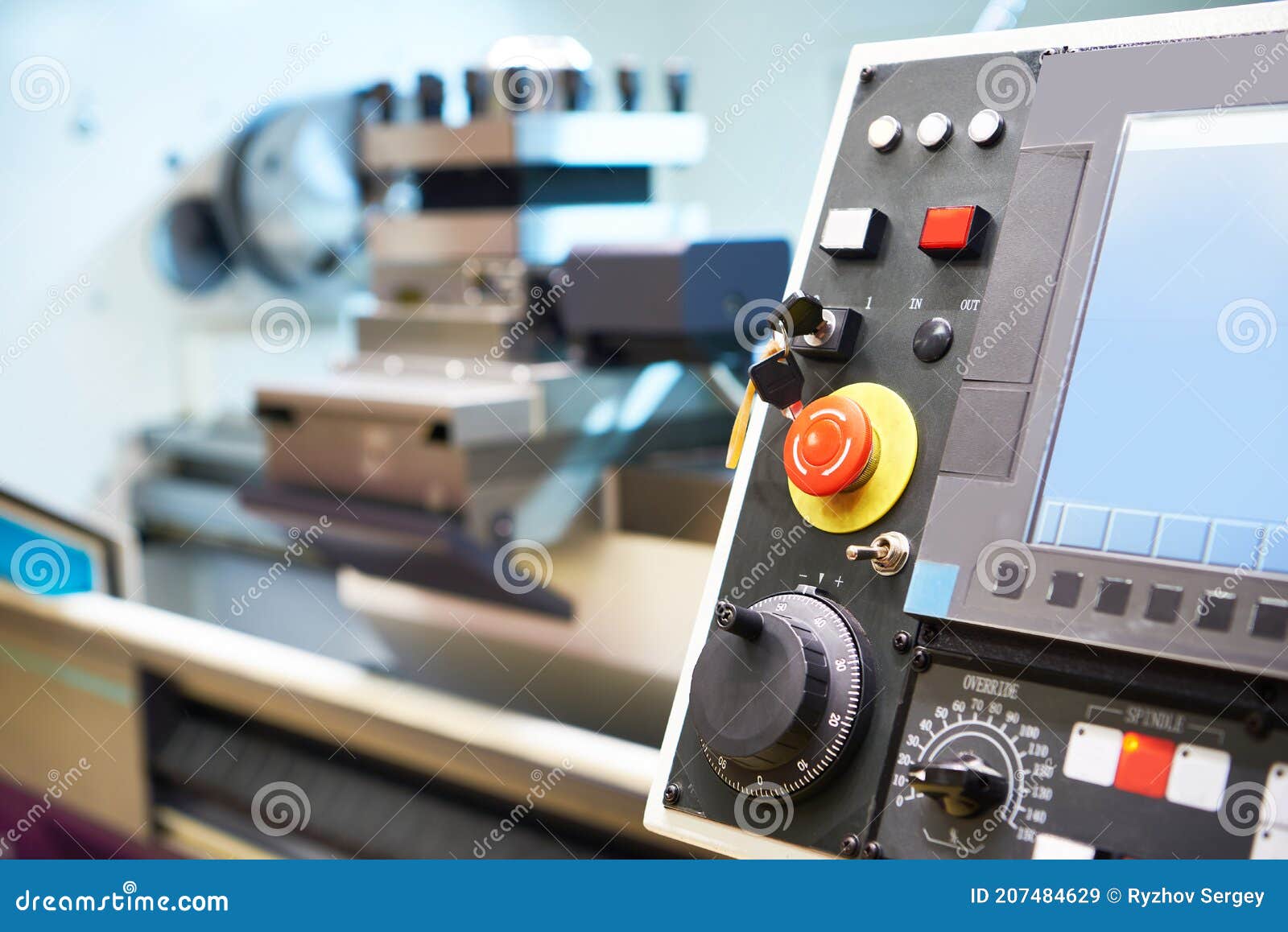 Lathe Control Panel with CNC Stock Image - Image of milling, factory ...