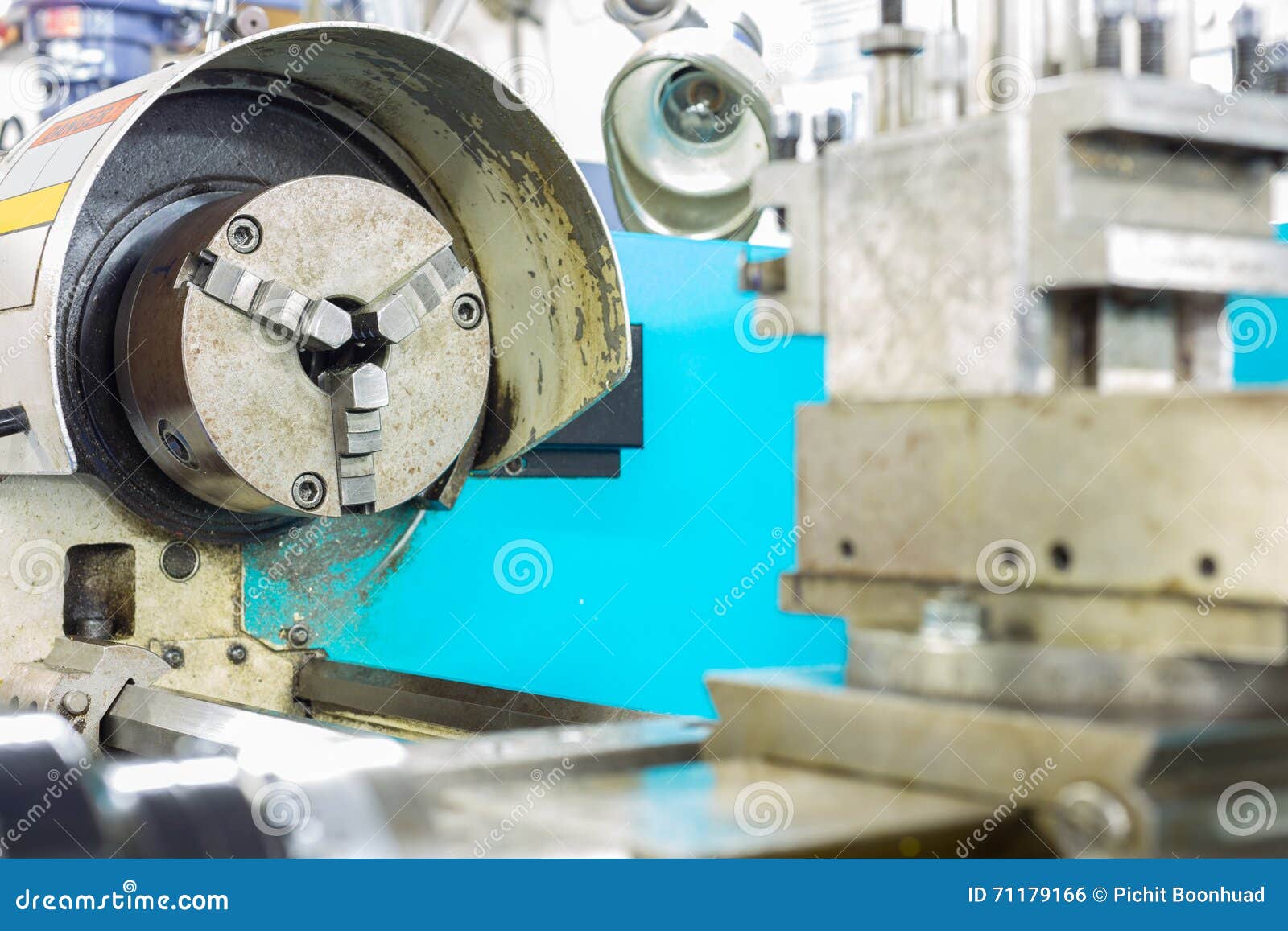 Lathe Machine for Cutting Work and Finished Work Stock Photo - Image of ...