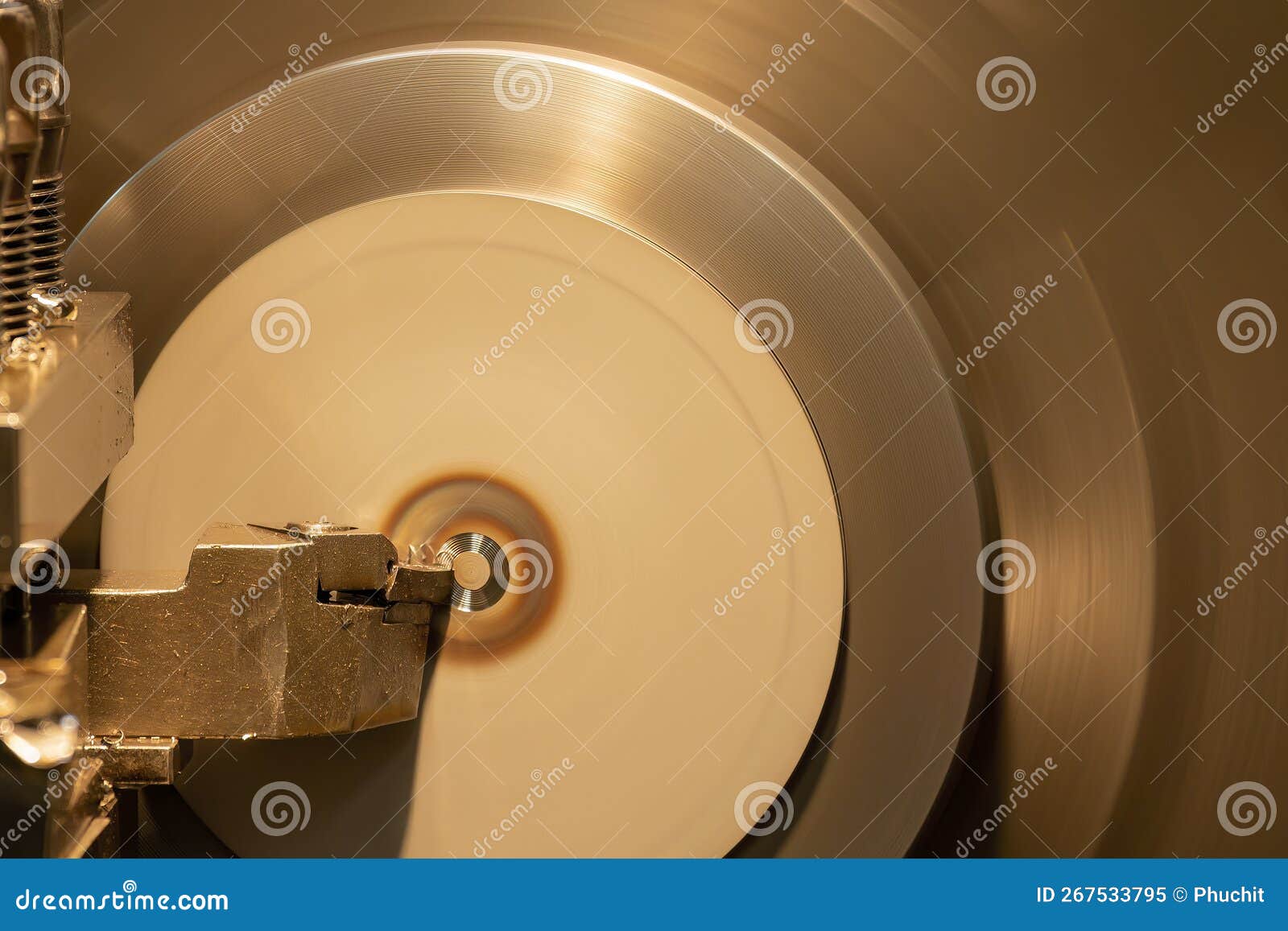 The Lathe Machine Finish Cut the Brass Parts by Lathe Tools Stock Image ...