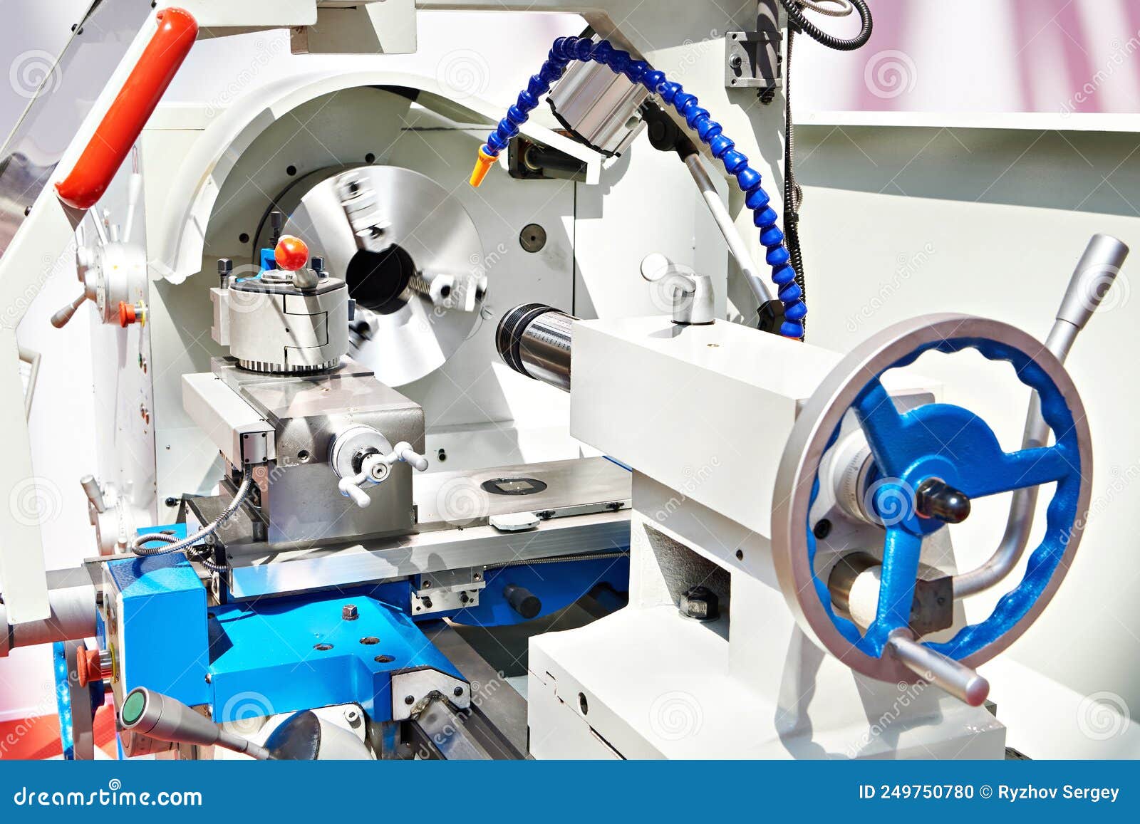 Lathe machine stock photo. Image of precision, machinery - 249750780