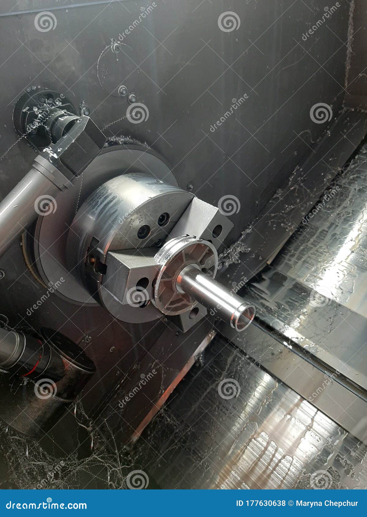 Lathe Machine. Machining Details in the Lathe Stock Photo - Image of ...