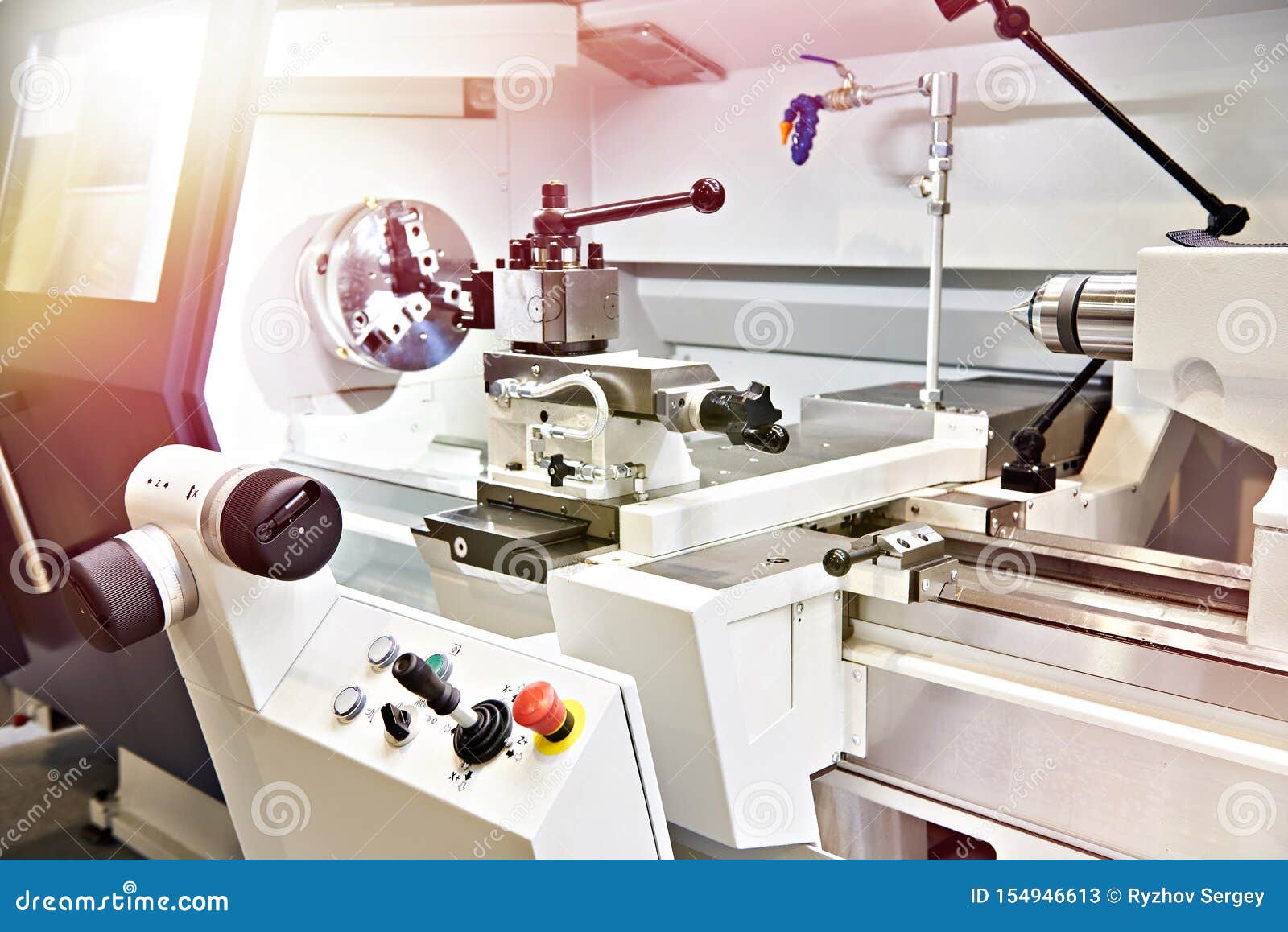 Lathe machine stock image. Image of processing, metallic - 154946613