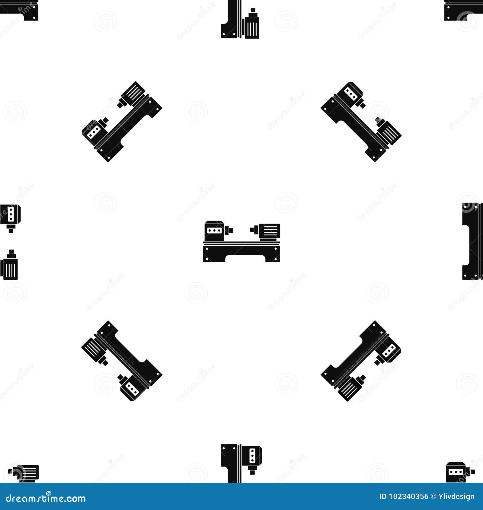 Lathe Machine Pattern Seamless Black Stock Vector - Illustration of ...