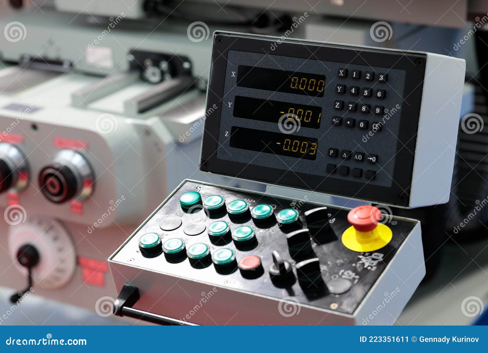 Lathe Machine with Remote Control Panel Stock Image - Image of display ...