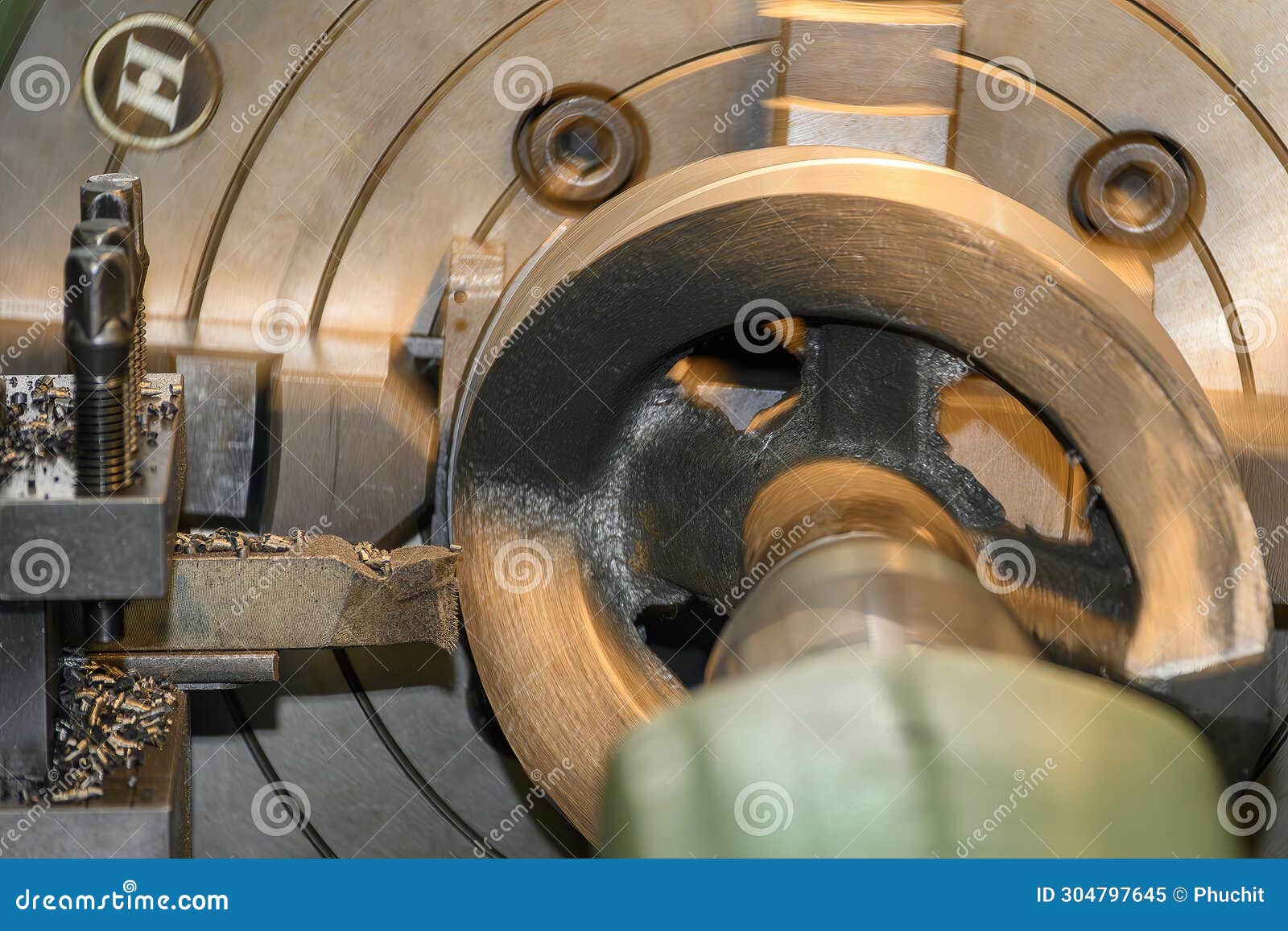 The Lathe Machine Rough Cutting the Cast Iron Parts Stock Image - Image ...