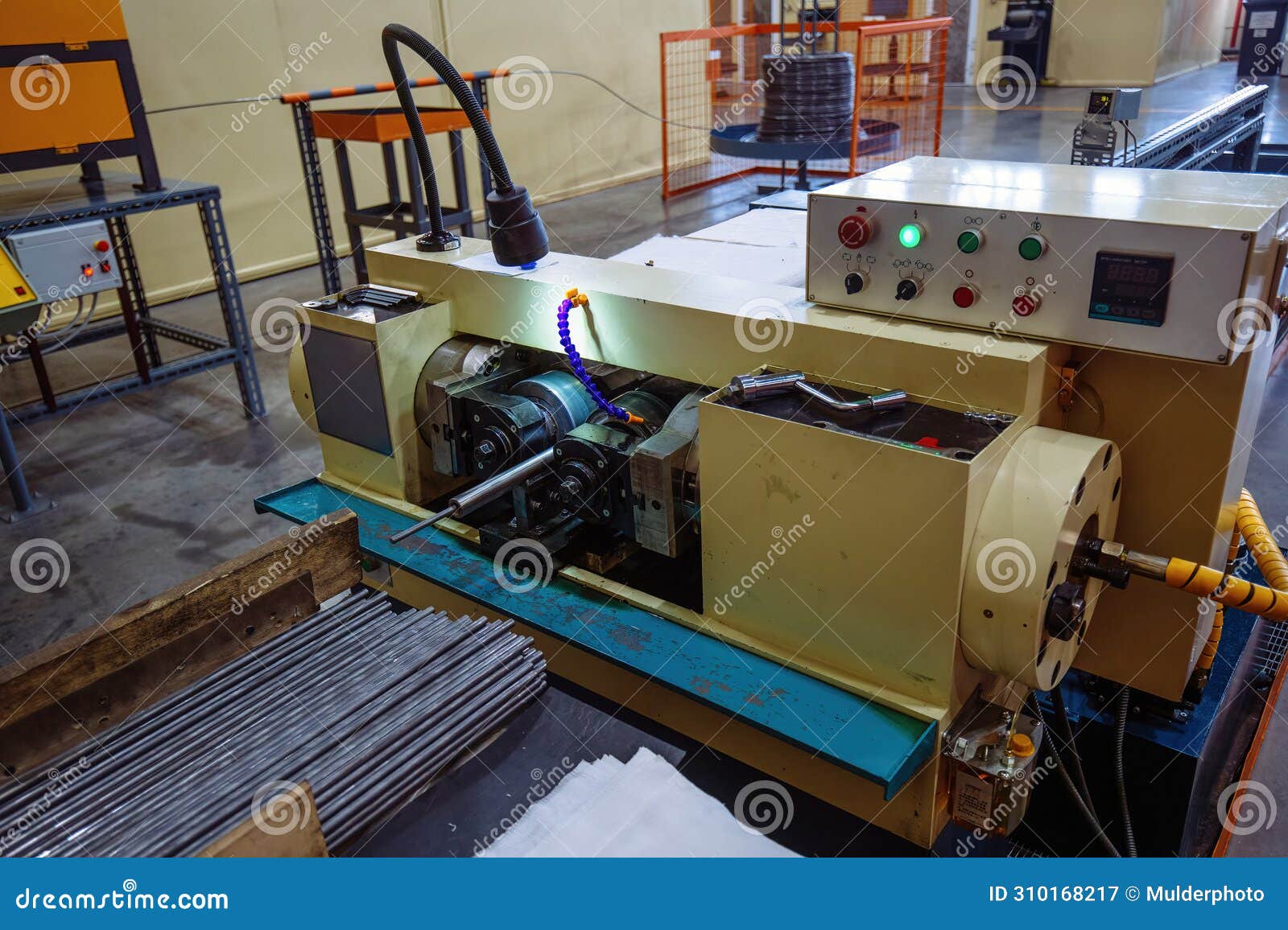 Lathe Machine Tapping Steel Rods Stock Image - Image of thread, cutting ...