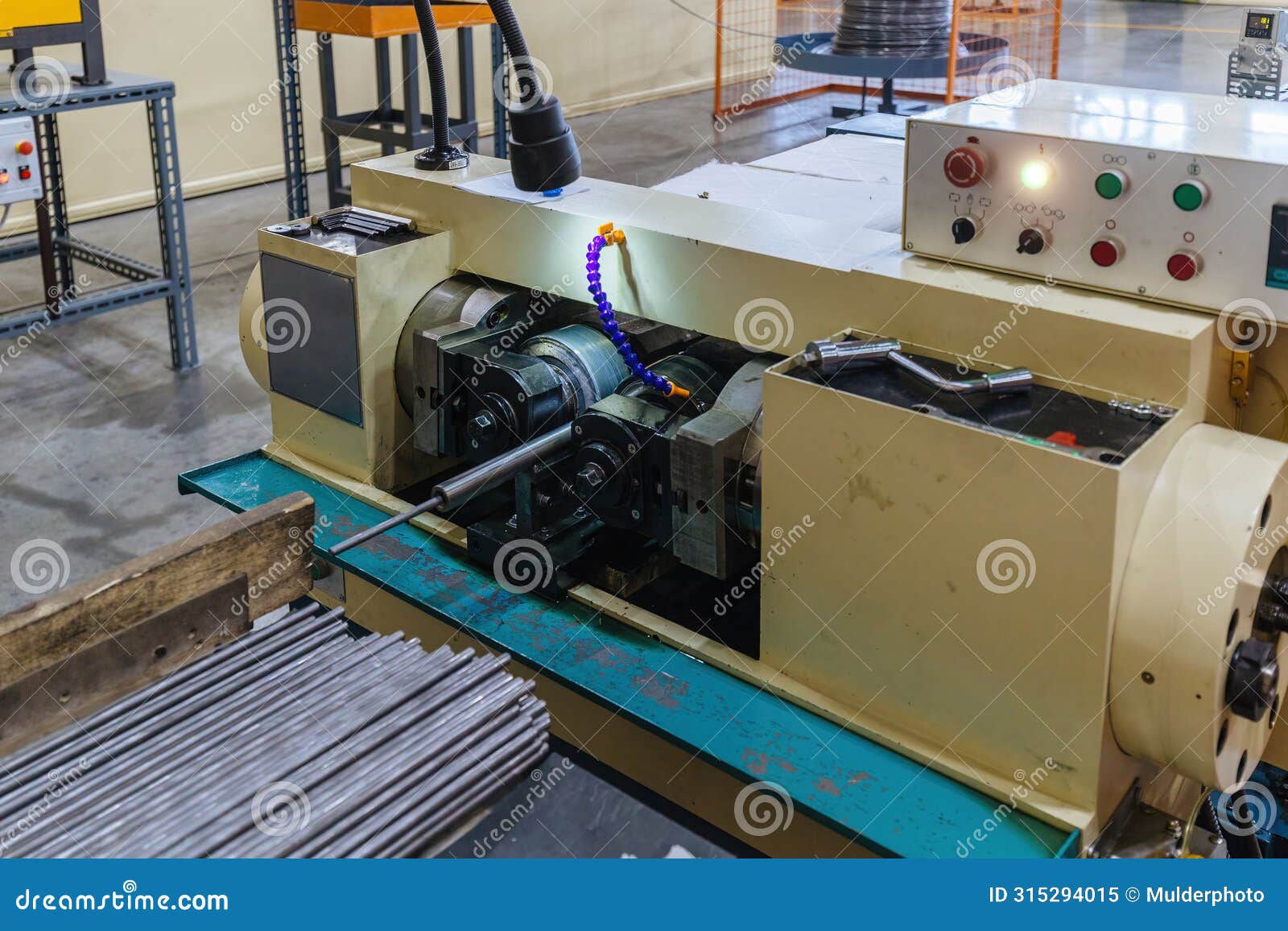 Lathe Machine Tapping Steel Rods Stock Image - Image of manufacturing ...