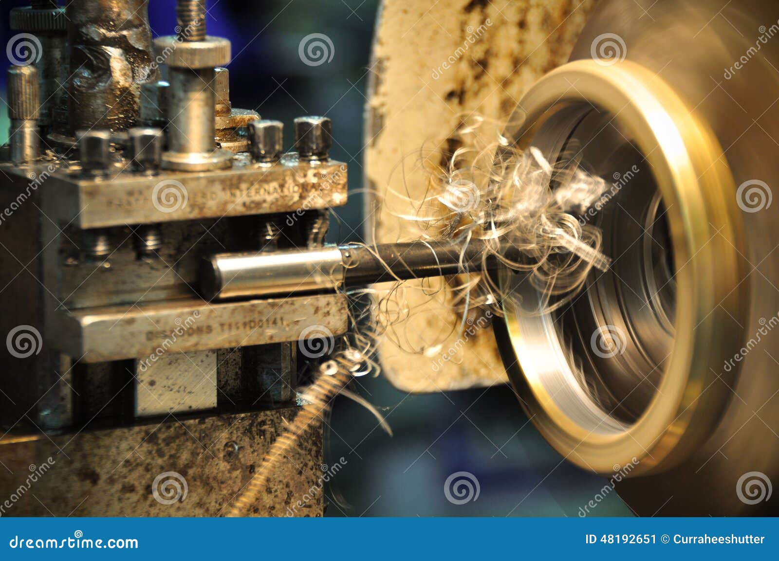 Lathe Machine in a Workshop, Part of the Lathe. Lathe Machine is ...