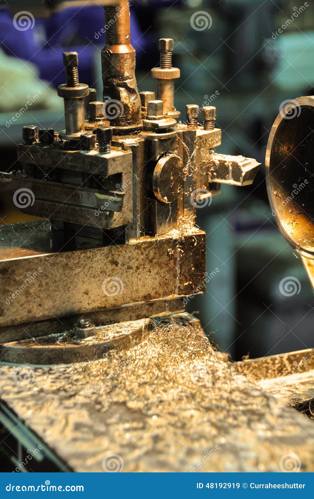 Lathe Machine in a Workshop, Part of the Lathe. Lathe Machine is ...