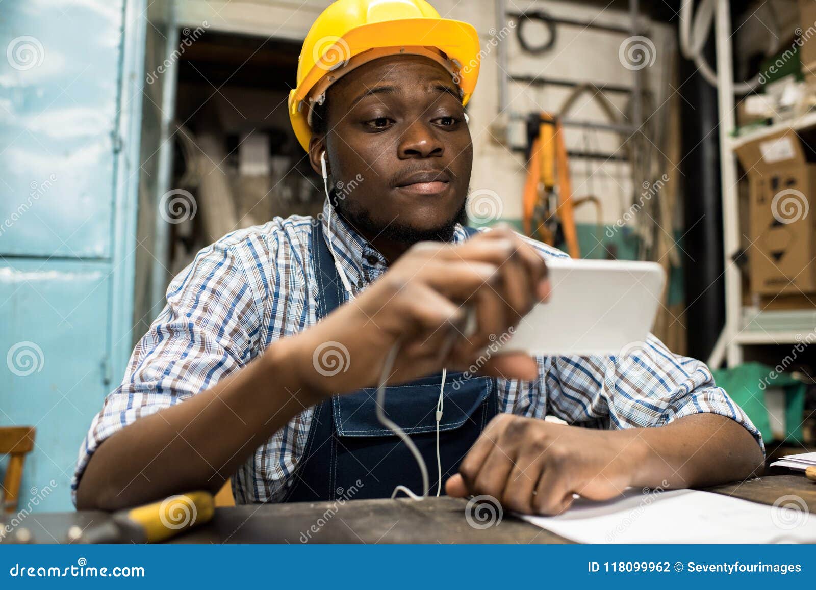 Lathe Operator Studying Detail Drawing Royalty-Free Stock Photo ...