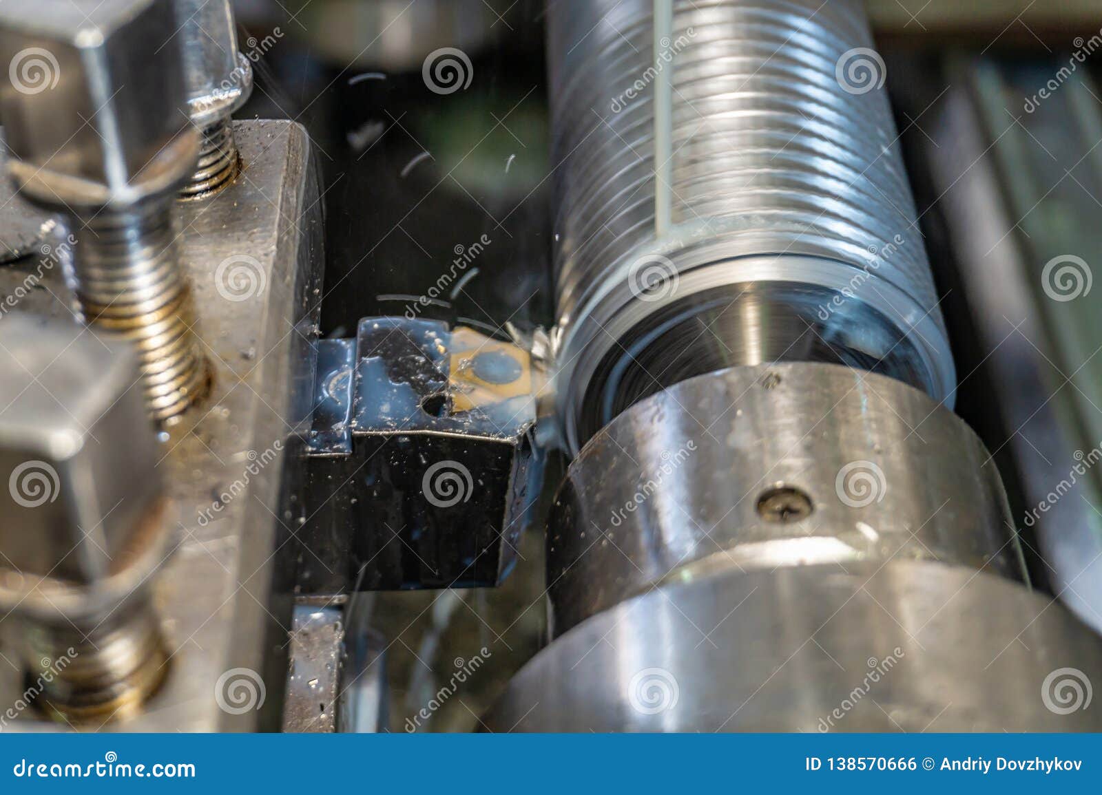 Lathe Tool Cuts Machine Threads in a Factory Stock Photo - Image of ... Lathe Tool Cuts Machine Threads in a Factory Stock Photo - Image of ...