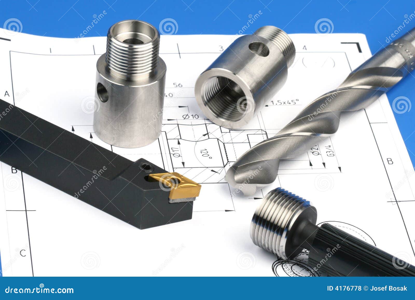 Lathe Tool, Drill and Workpiece Stock Photo - Image of manufacturing ...