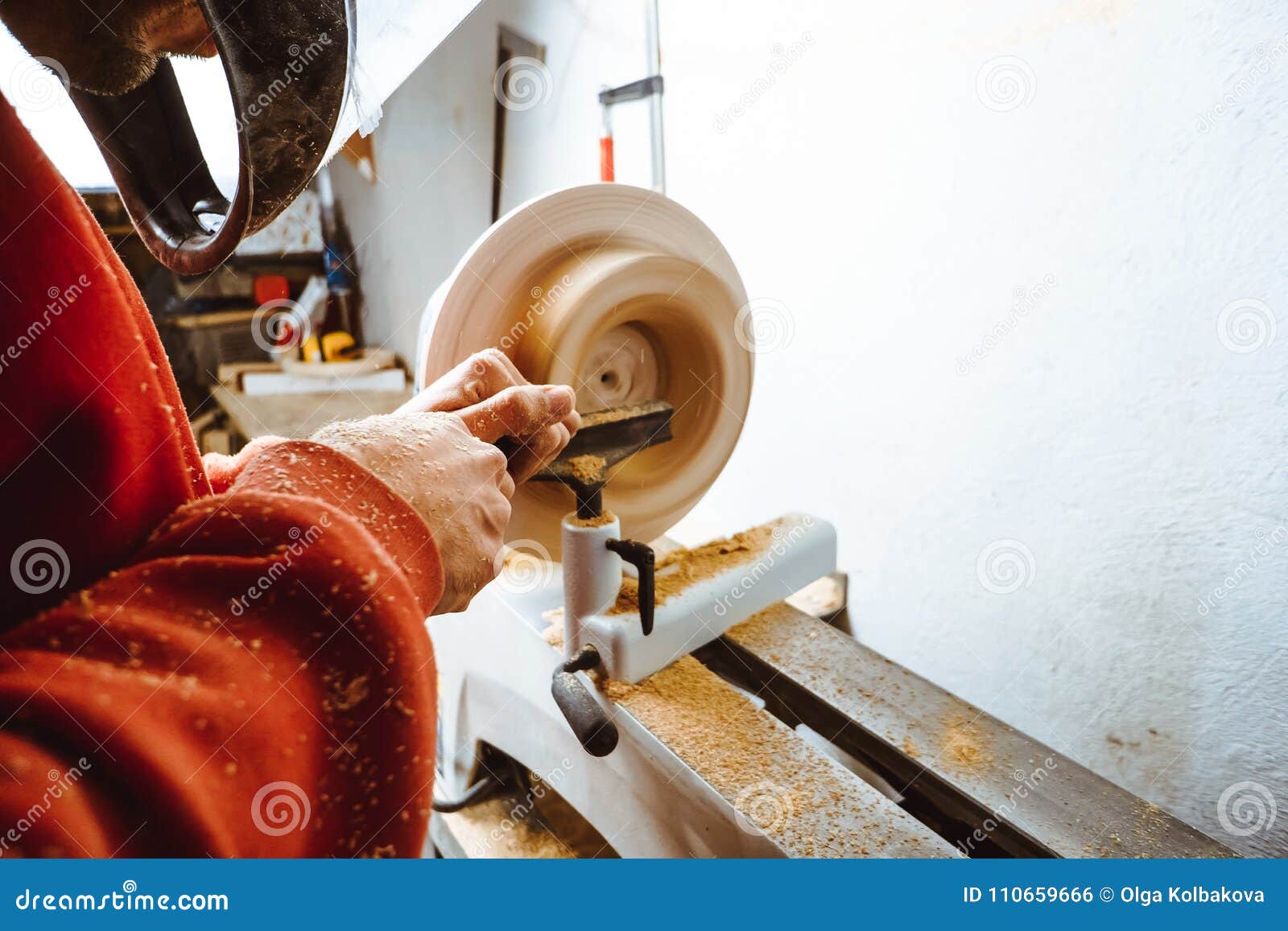 Lathe on a tree stock photo. Image of chisel, construction - 110659666