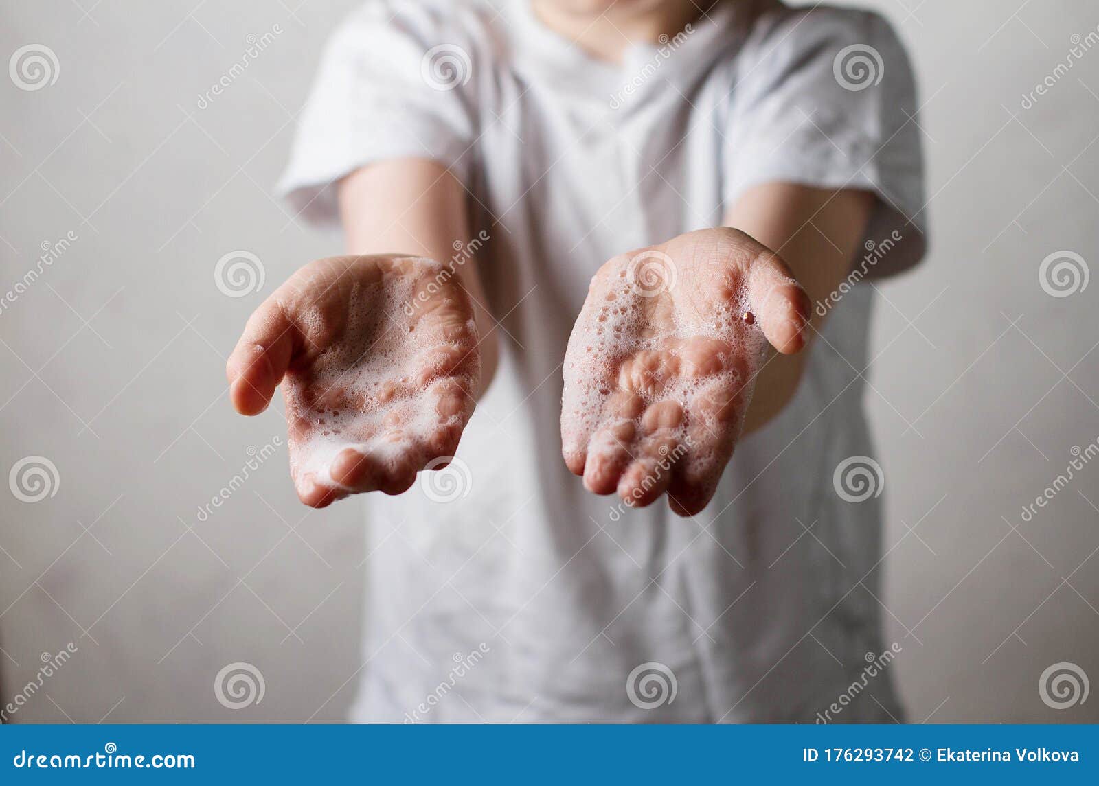 Lathered hands of a child stock photo. Image of human - 176293742