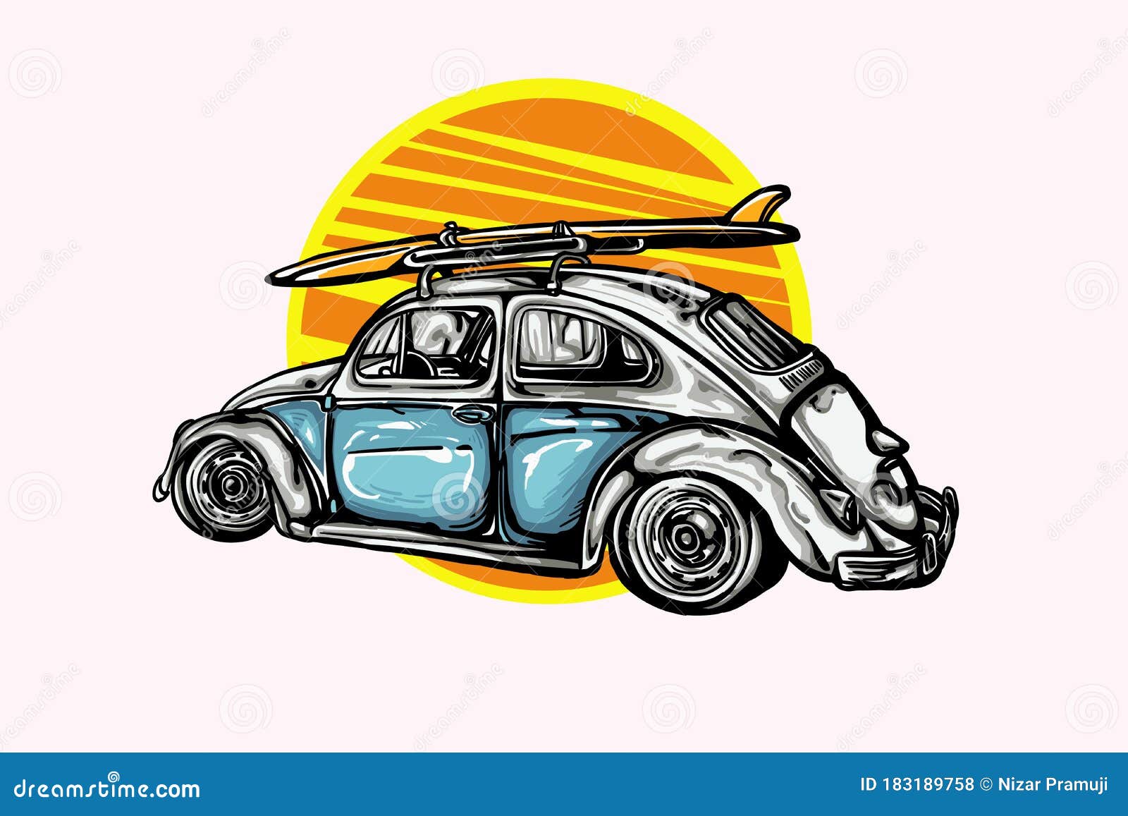 Vw Car Vintage Hand Drawn Surfing Car Vector Stock Vector ...