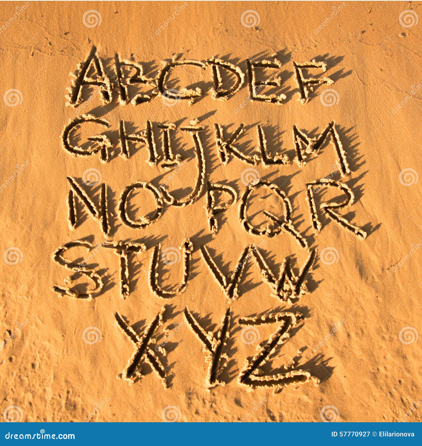 Latin Alphabet Handwriting on the Sand. Stock Image - Image of alphabet ...