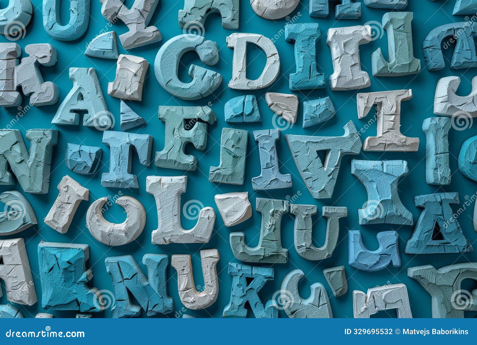 Latin Alphabet Letters on Blue Green Background Education, Literacy ...