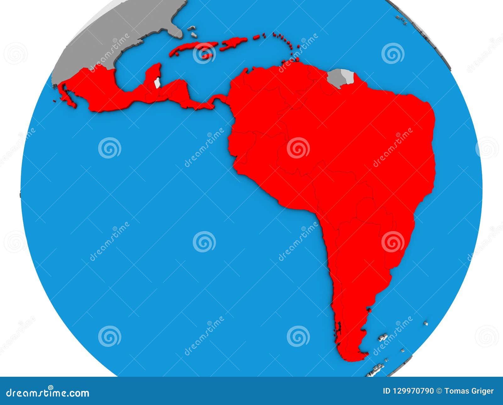 Latin America on 3D map stock illustration. Illustration of countries ...