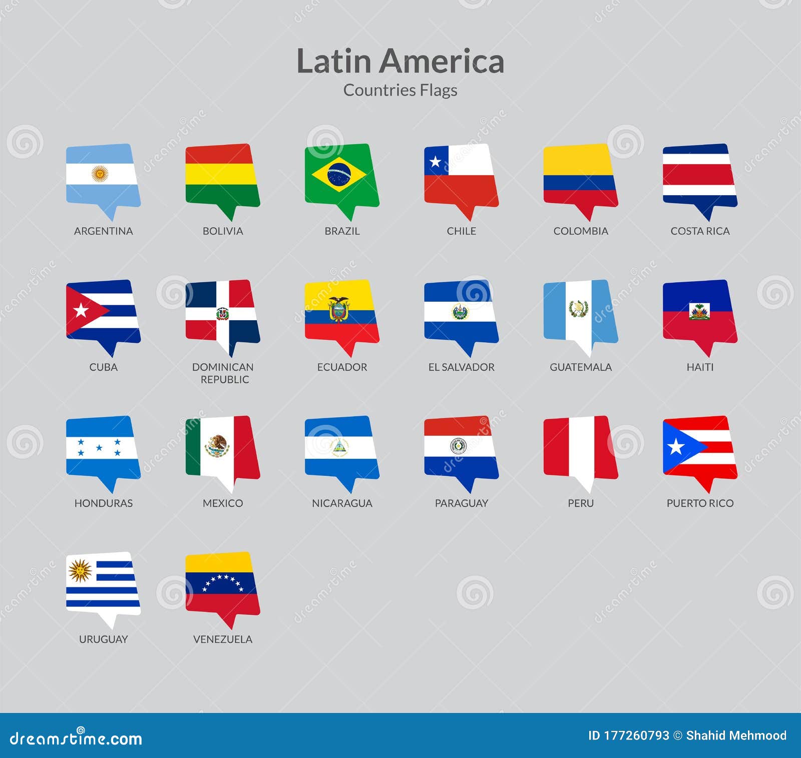 Latin American Countries Flag Icons Collection Stock Vector ...