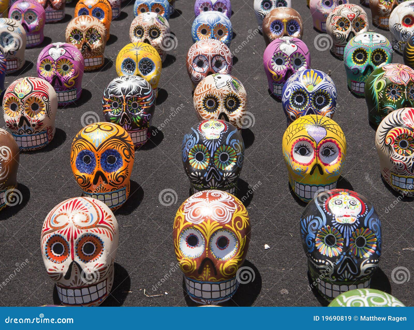 Latin American Painted Skulls Stock Image - Image of display, lines ...