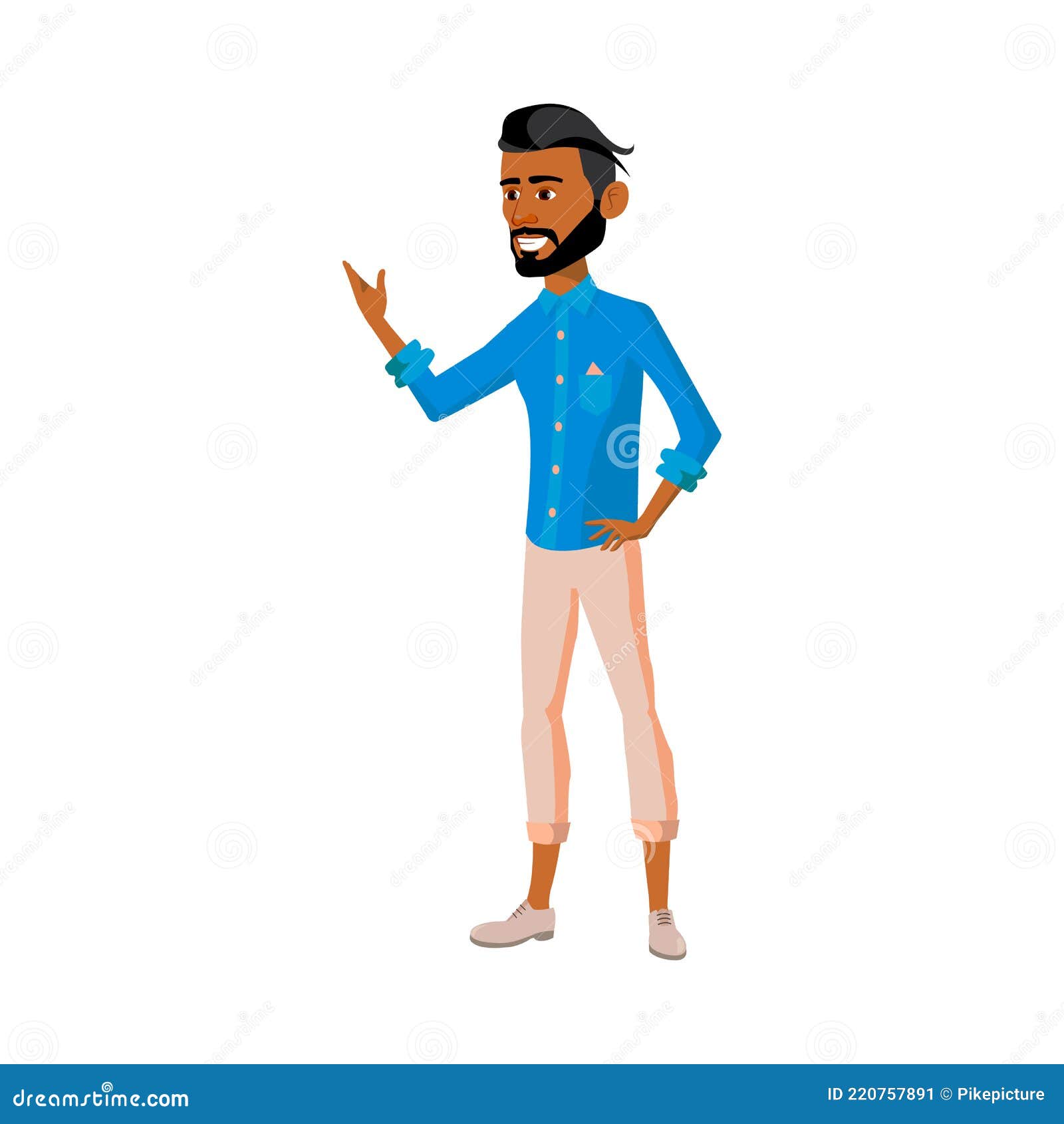 Latin Bearded Man Guide Conducts Excursion Cartoon Vector Stock Vector ...