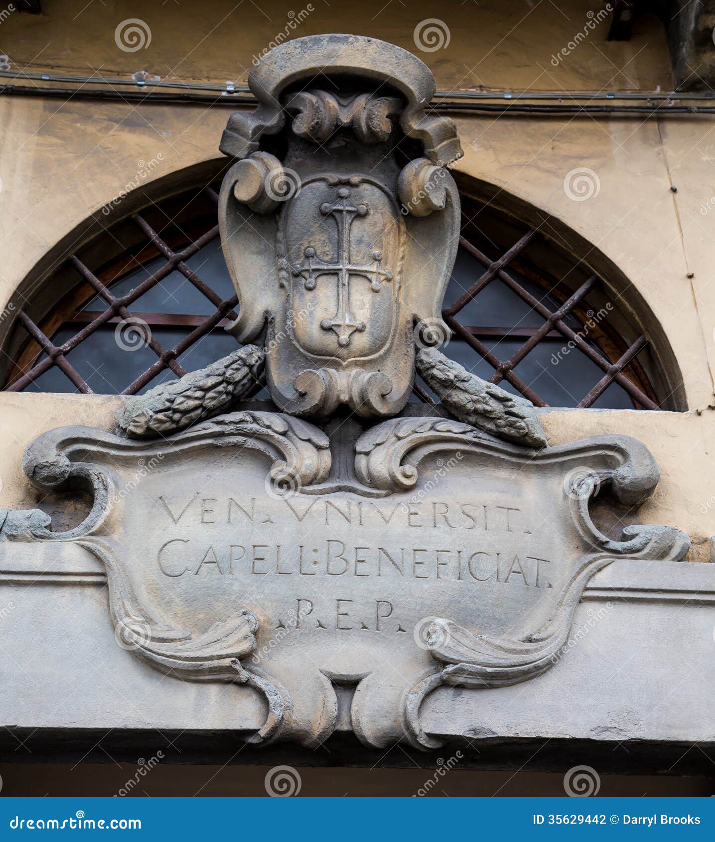 Latin Crest on Italian Building Stock Photo - Image of detail, plaque ...