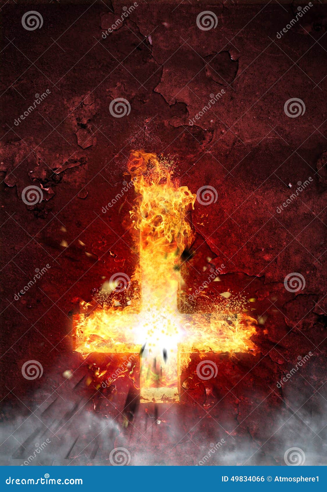Latin Cross Bursting with Flames Stock Photo - Image of fire, energy ...