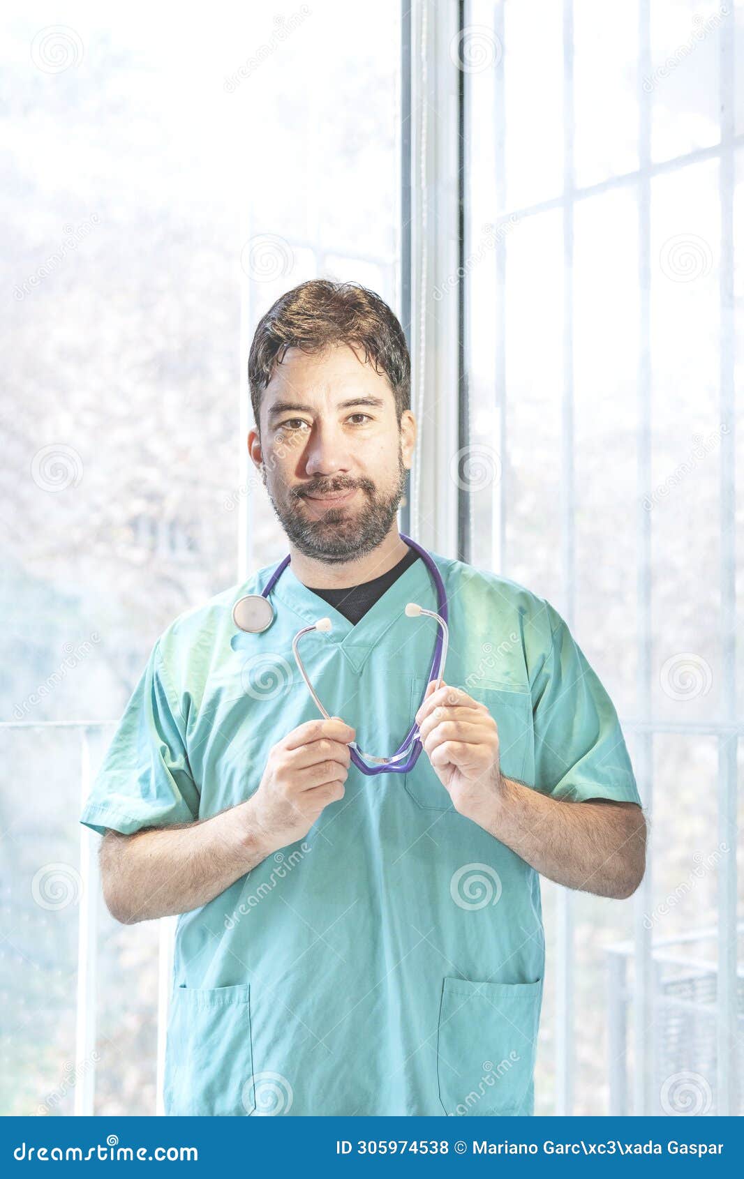 Latin Doctor Posing in His Office Stock Photo - Image of worker ...