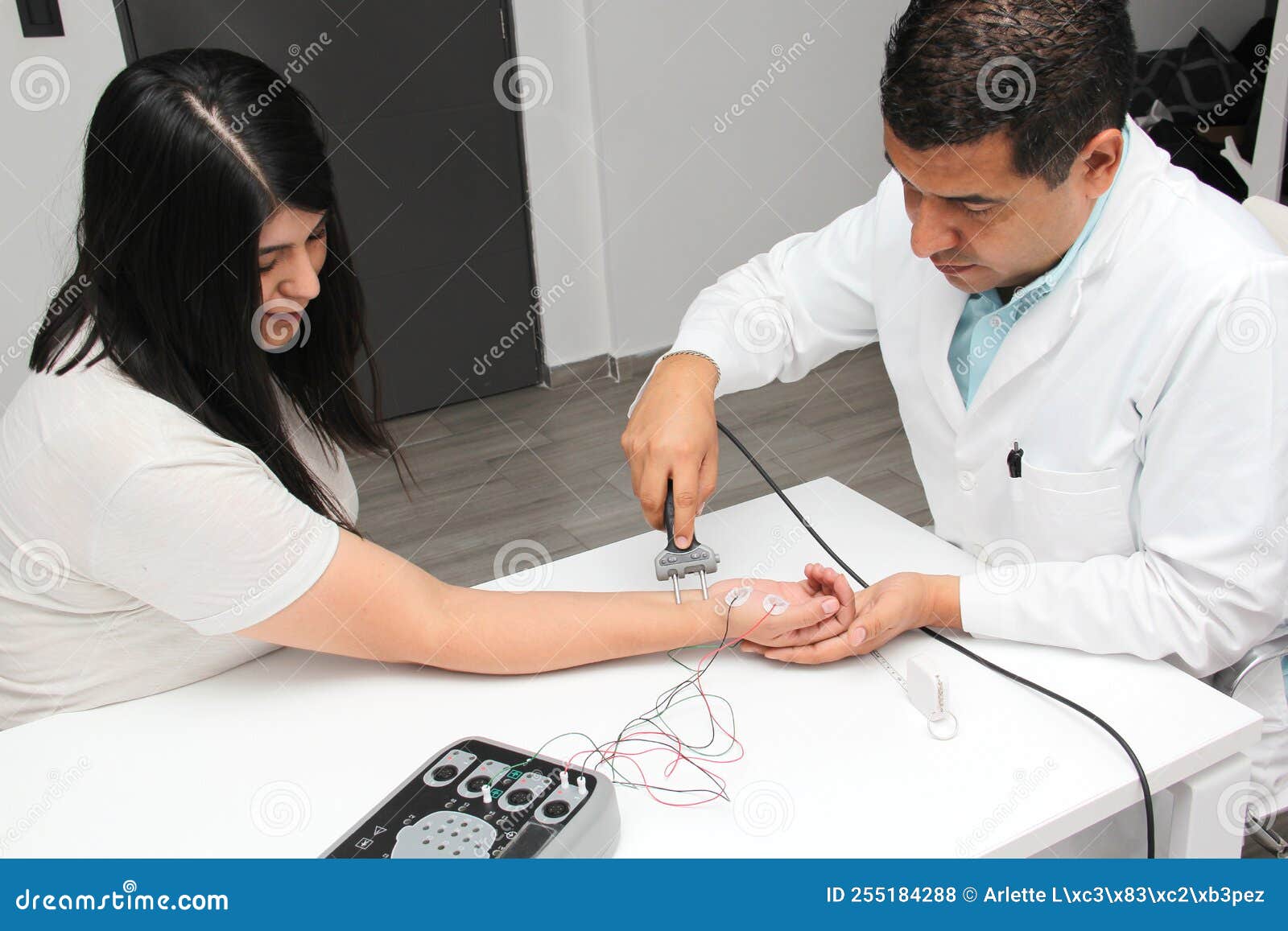 Latin Doctor Specialist Neurologist Performs a Study of Evoked ...