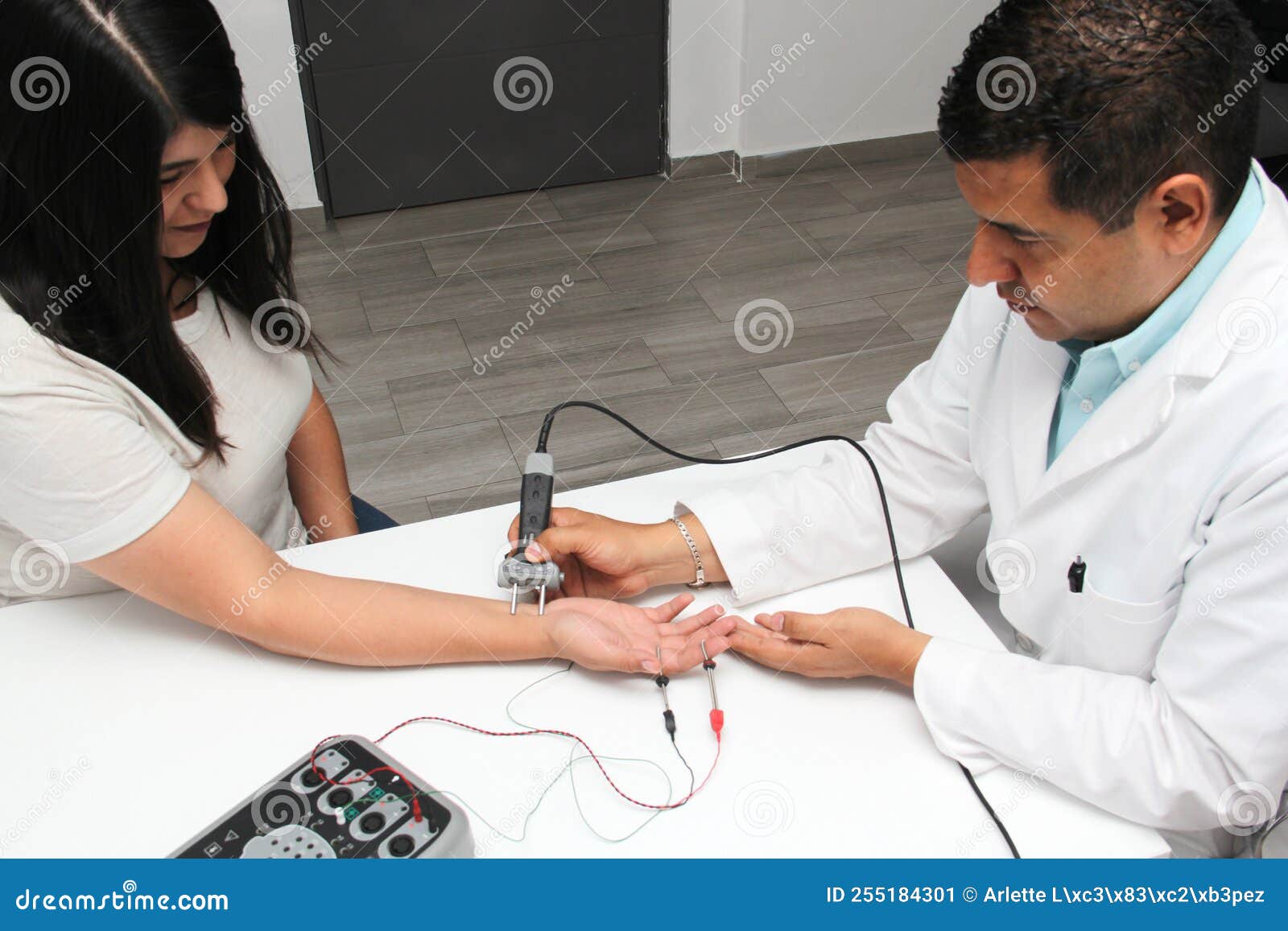 Latin Doctor Specialist Neurologist Performs a Study of Evoked ...